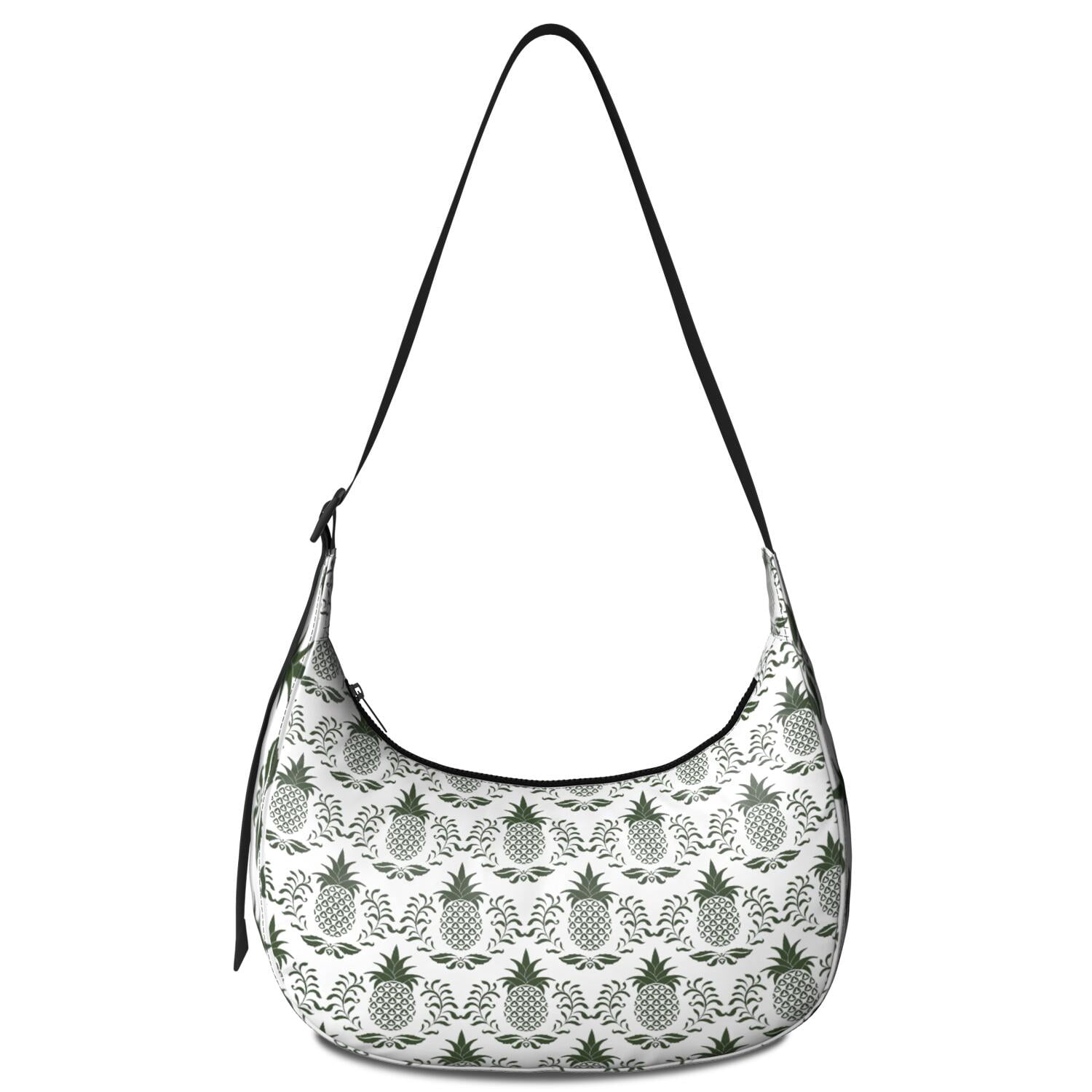 Hawaiian Pineapples Pattern Nylon Shoulder Bag for Women, Golden Yellow ...