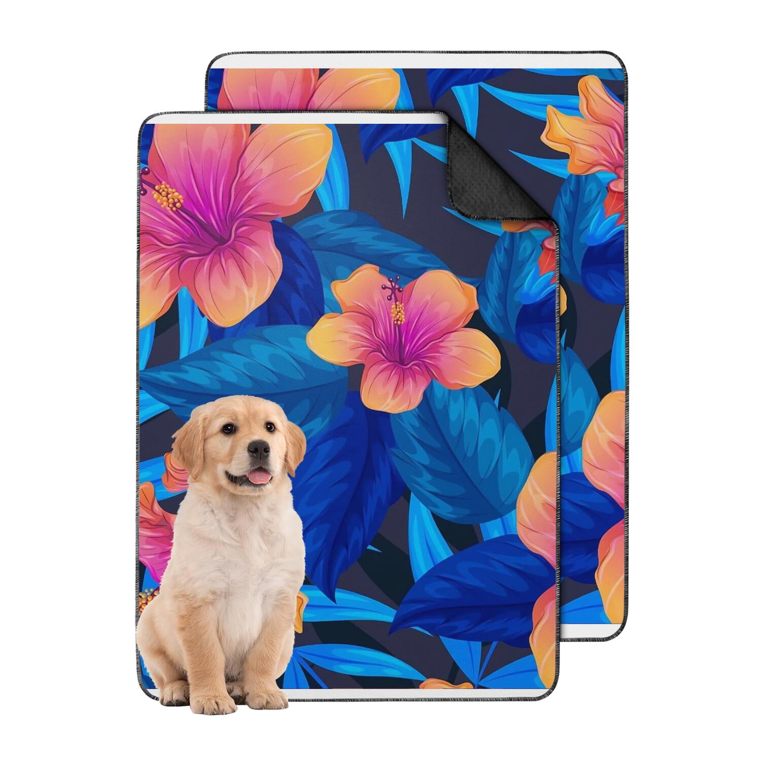 Hawaiian Plant Design Washable Dog Pee Pads, Reusable Absorbent Mat ...