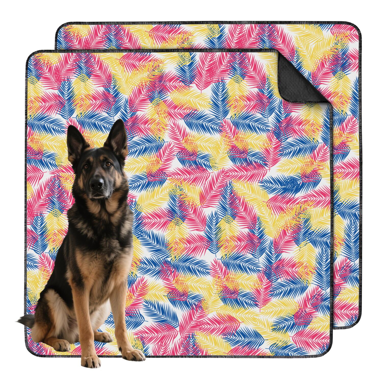 Hawaiian Plant Design Washable Dog Pee Pads, Reusable Absorbent Mat ...
