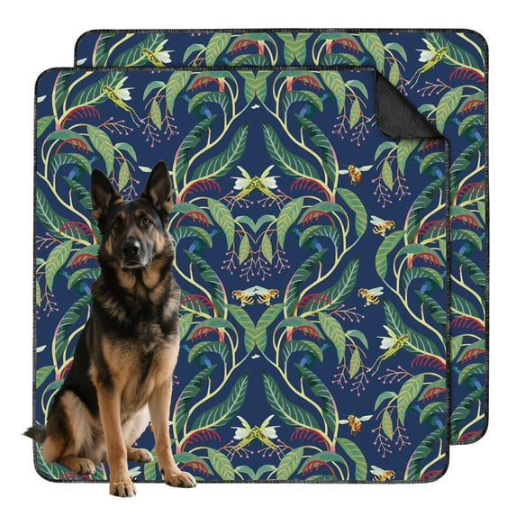 Hawaiian Plant Pattern Dog Crate Pad, Reusable Machine Washable Pee Mat ...