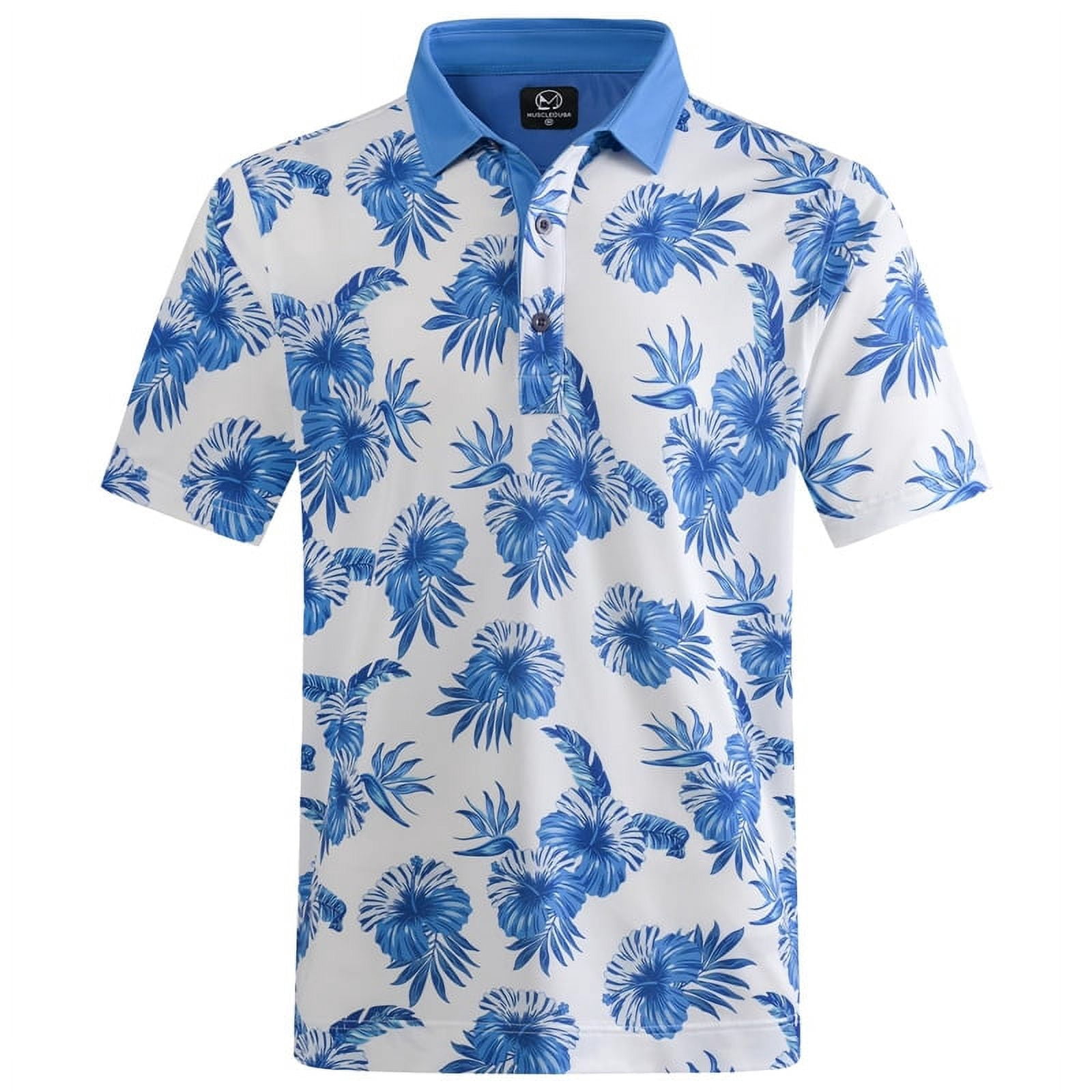Hawaiian Plants Polo Shirt Man Summer 3D Print Leaves Flower Short ...