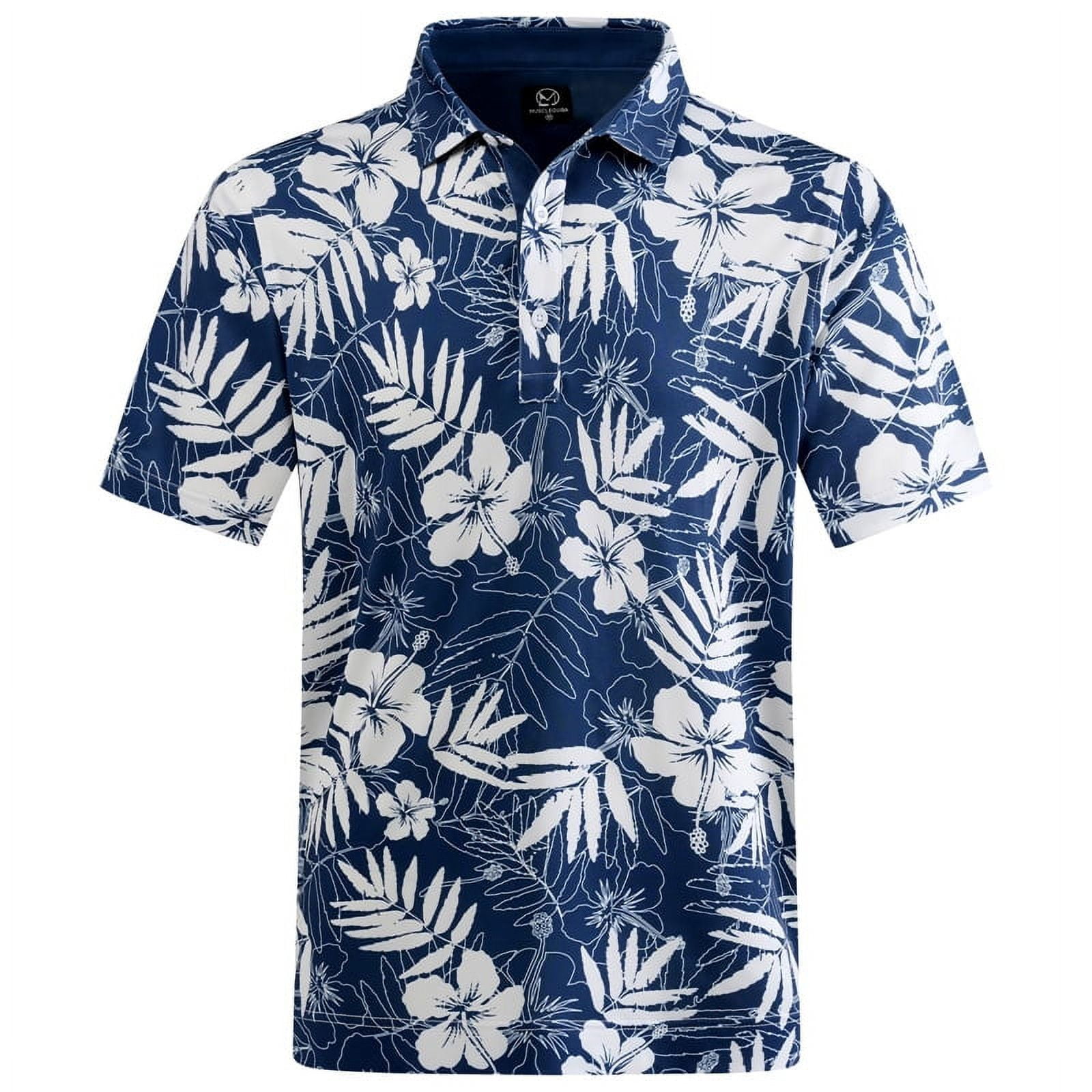 Hawaiian Plants Polo Shirt Man Summer 3D Print Leaves Flower Short ...
