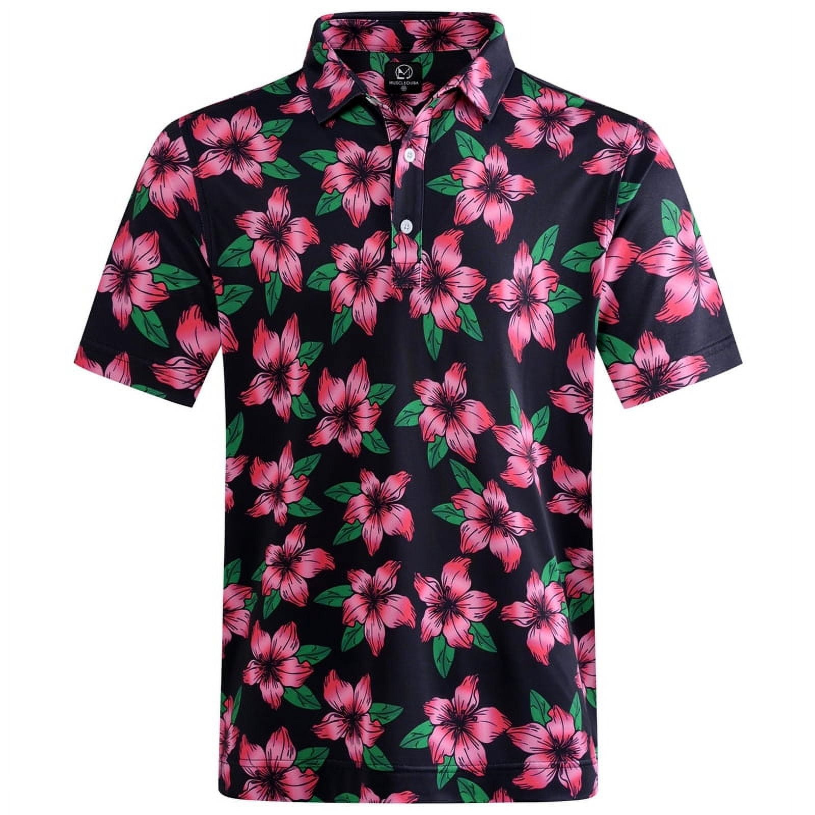 Hawaiian Plants Polo Shirt Man Summer 3D Print Leaves Flower Short ...