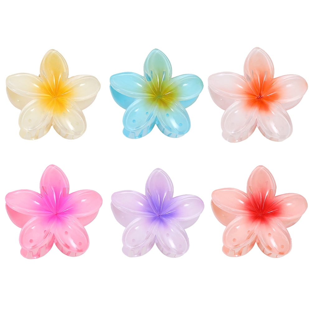 Hawaiian Plumeria Flower Hair Claw Clips for Women Girls Acrylic ...
