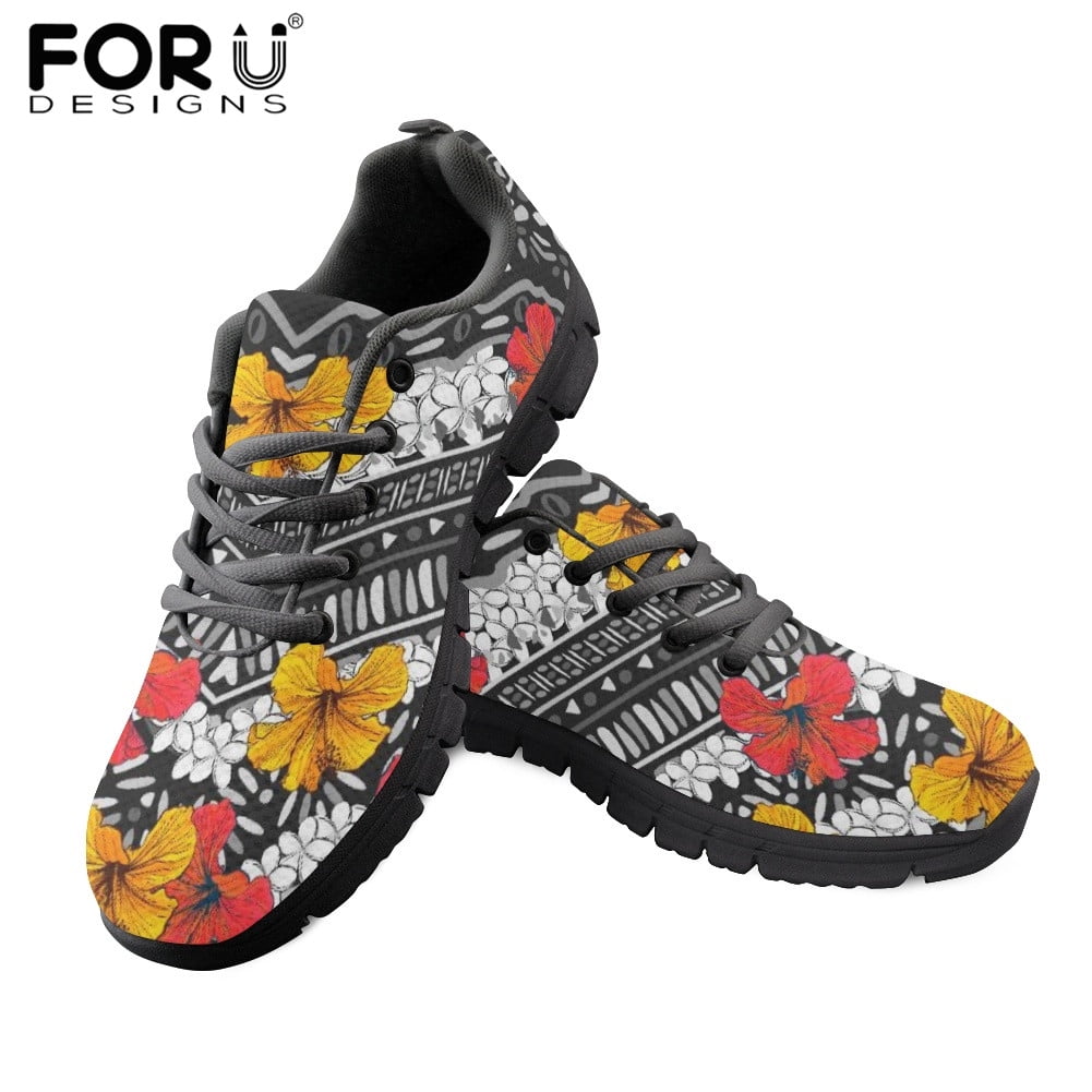 Hawaiian Polynesian Hibiscus Flower Pattern Women's Sneakers Casual ...