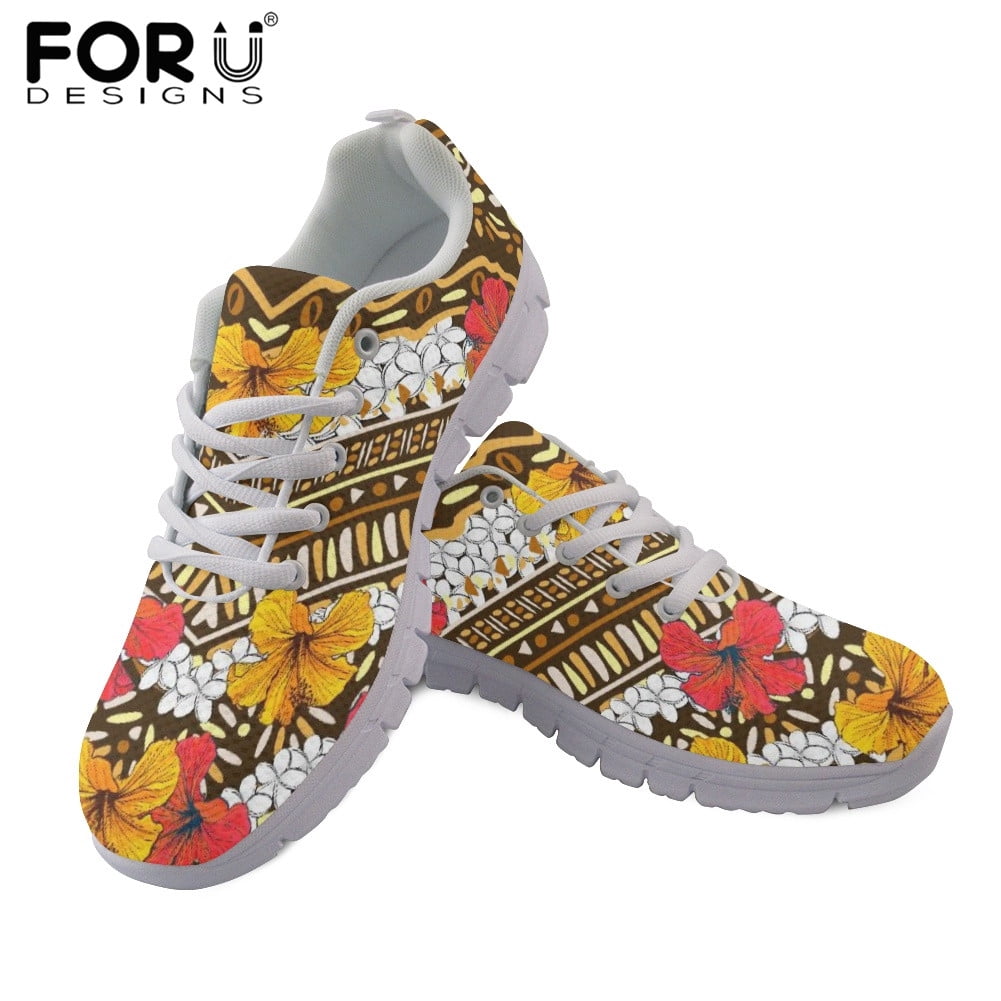 Hawaiian Polynesian Hibiscus Flower Pattern Women's Sneakers Casual ...
