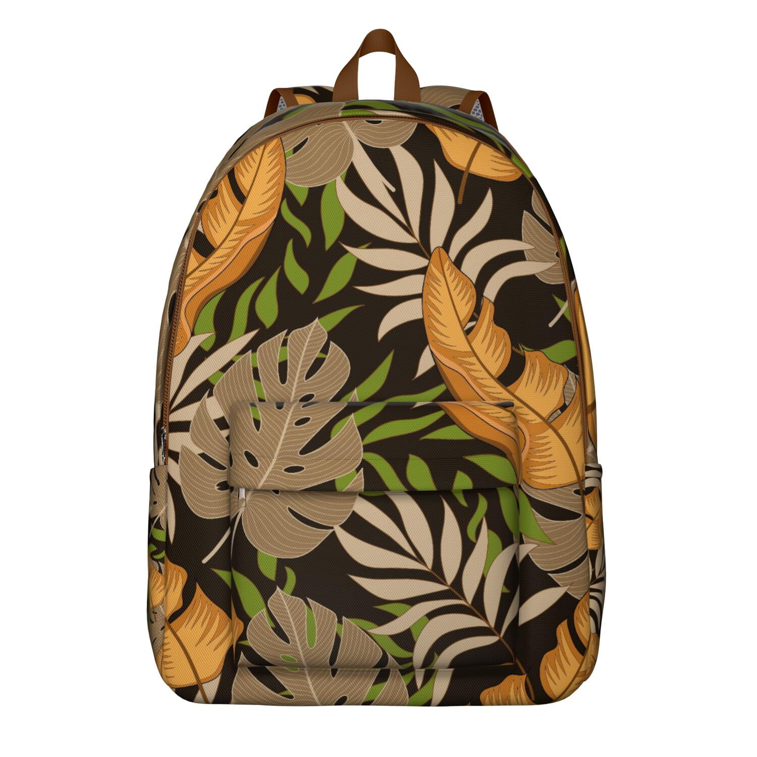 Hawaiian Print Backpack, Tropical Floral School Bag with Jungle Leaves ...