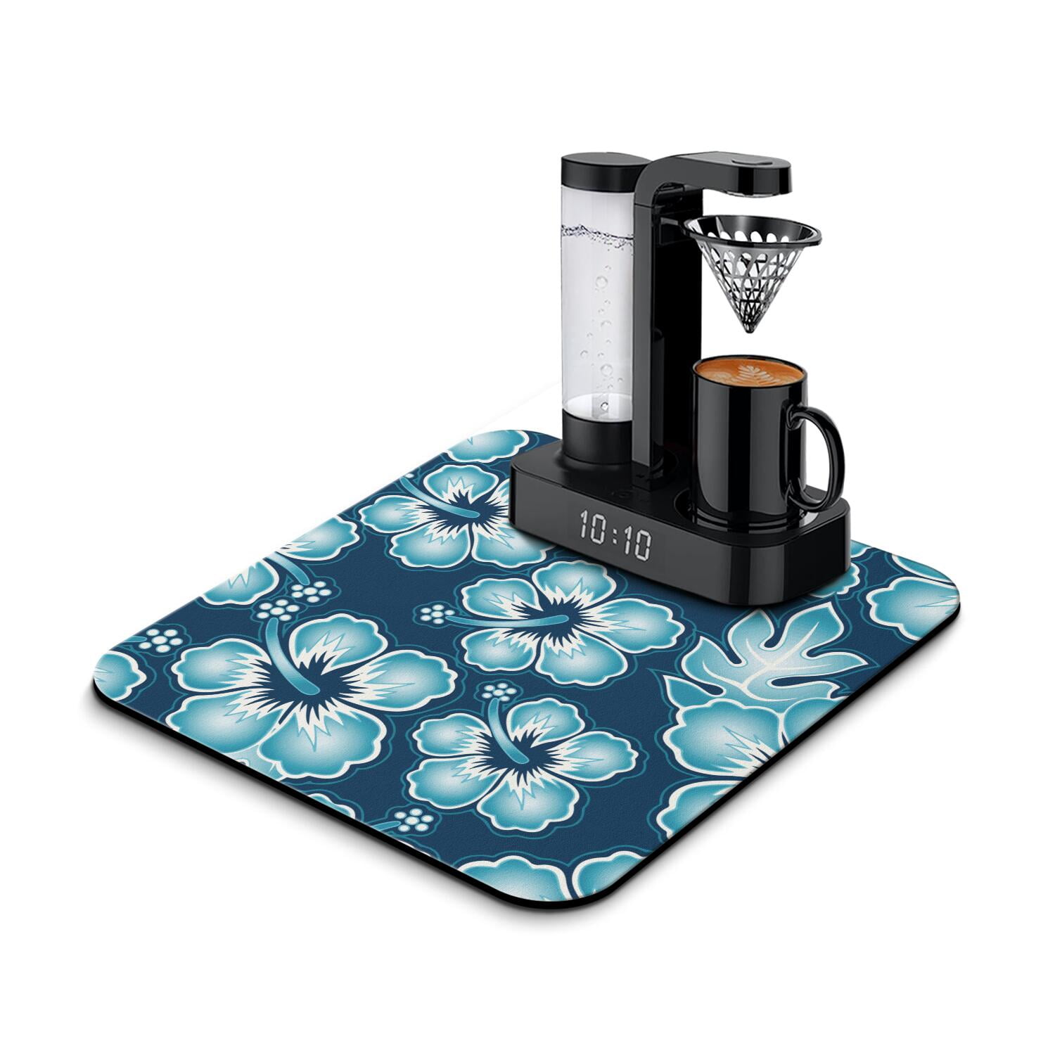 Hawaiian Print Coffee Mat, Tropical Floral Diatom Mud Dish Drying Pad ...