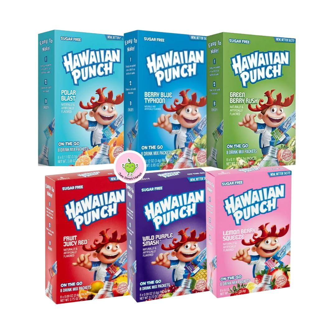 Hawaiian Punch Drink Mix Packets, 6 Boxes, 6 Flavors, Water Enhancer ...