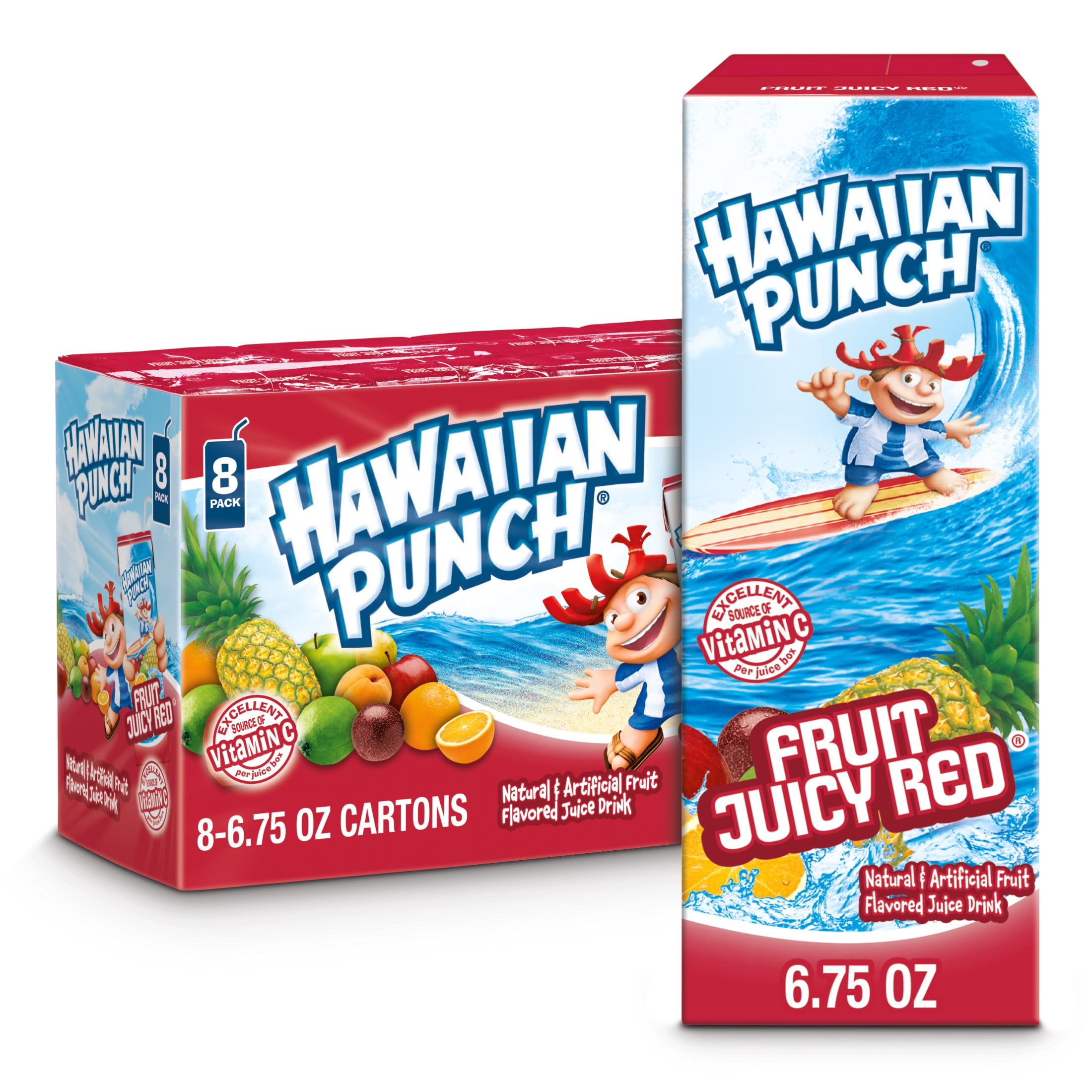 Hawaiian Punch Fruit Juicy Red Juice Drink, 6.75 fl oz, 8 Count Boxes ...