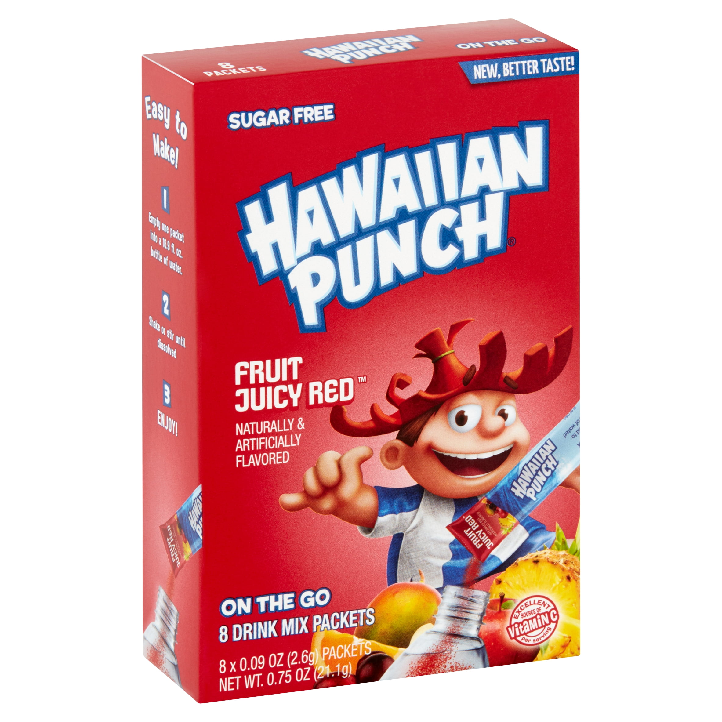Hawaiian Punch Fruit Juicy Red On The Go Drink Mix Packets, 0.09 oz, 8 ...