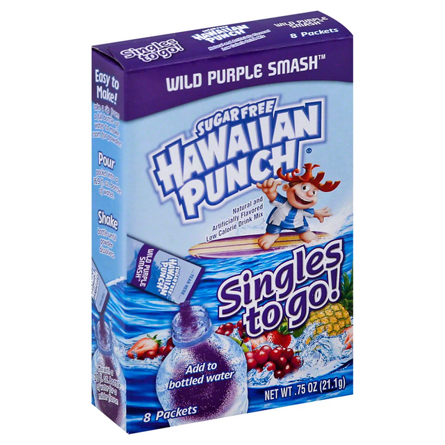 Hawaiian Punch Sugar Free Wild Purple Smash Powder Drink Mix, 0.75 oz ...