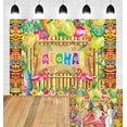 Hawaiian Reed Backdrop Summer Balloon Palm Leaf Flamingos Beach ...