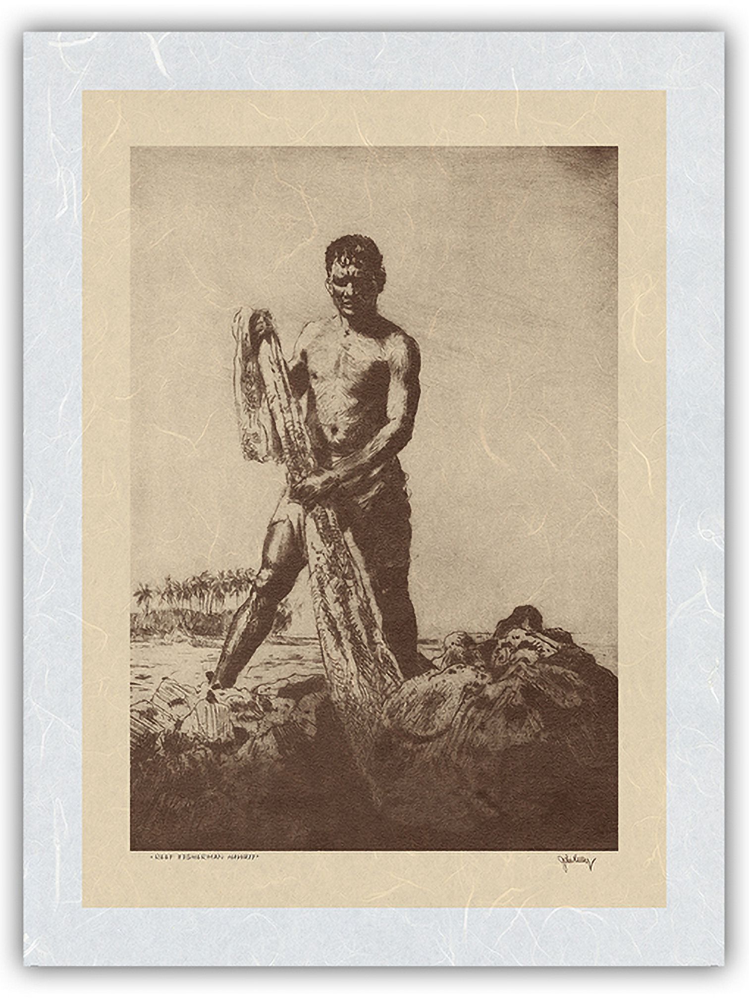 Hawaiian Reef Fisherman (Lawaiʻa) - Hawaii - From an Original Etching ...