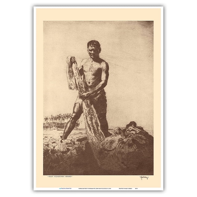 Hawaiian Reef Fisherman (Lawaiʻa) - Hawaii - From an Original Etching ...