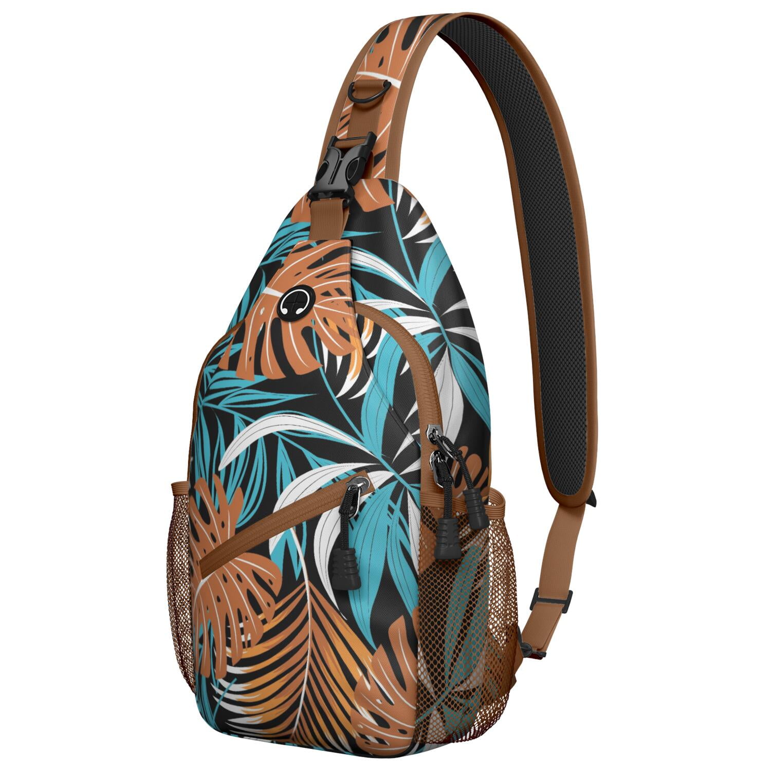 Hawaiian Resort Sling Backpack, Tropical Floral Travel Bag with Jungle ...