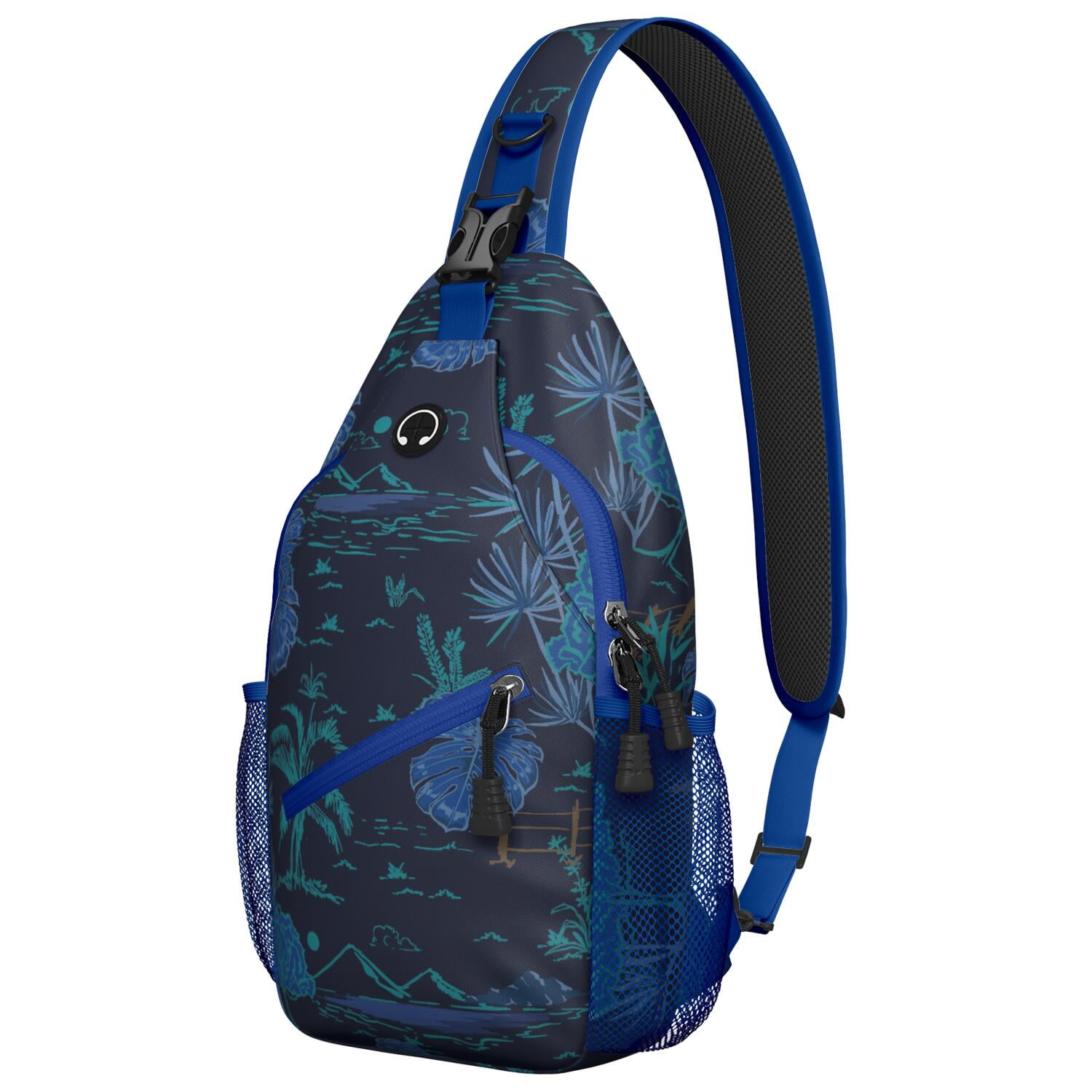 Hawaiian Resort Sling Backpack, Tropical Floral Travel Bag with Jungle ...