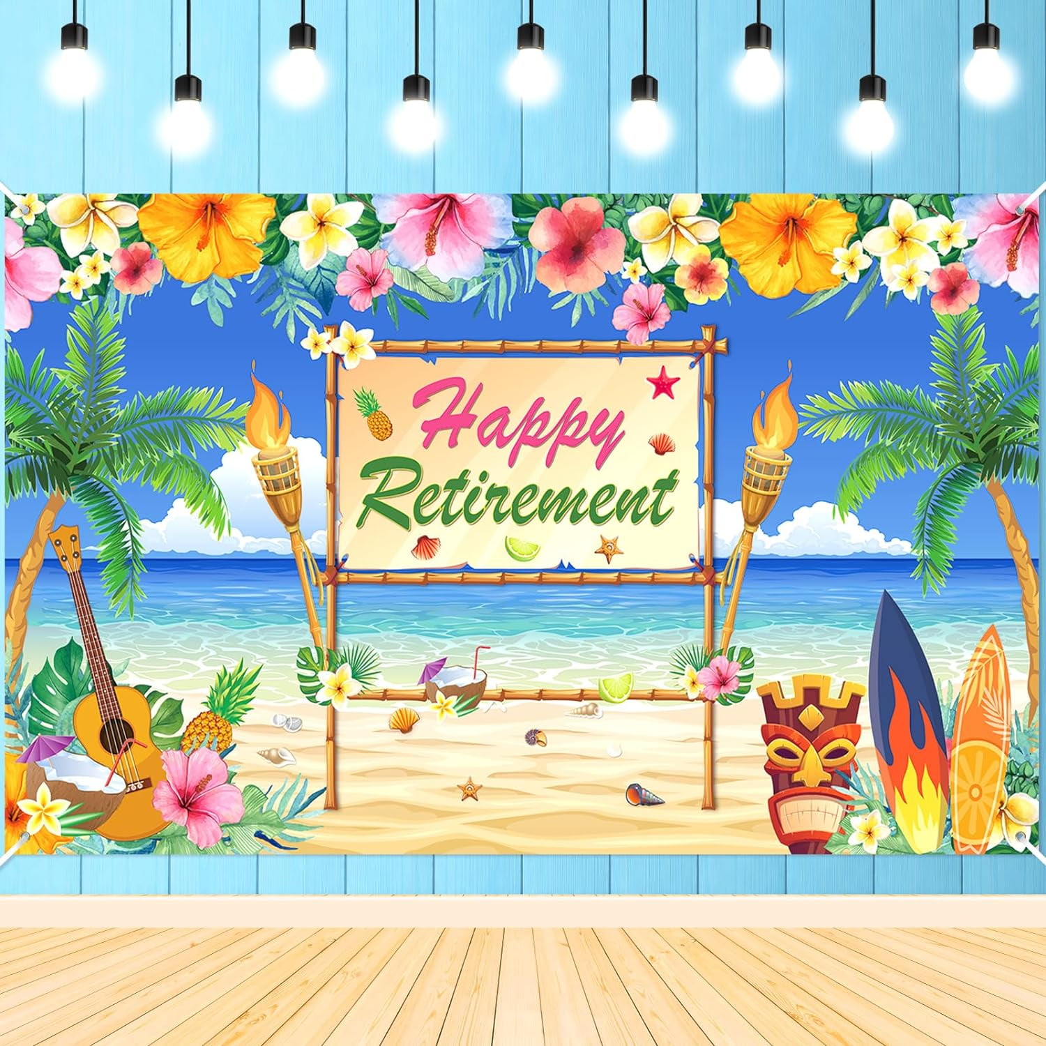 Hawaiian Retirement Banner Aloha Beach Themed Retirement Party ...