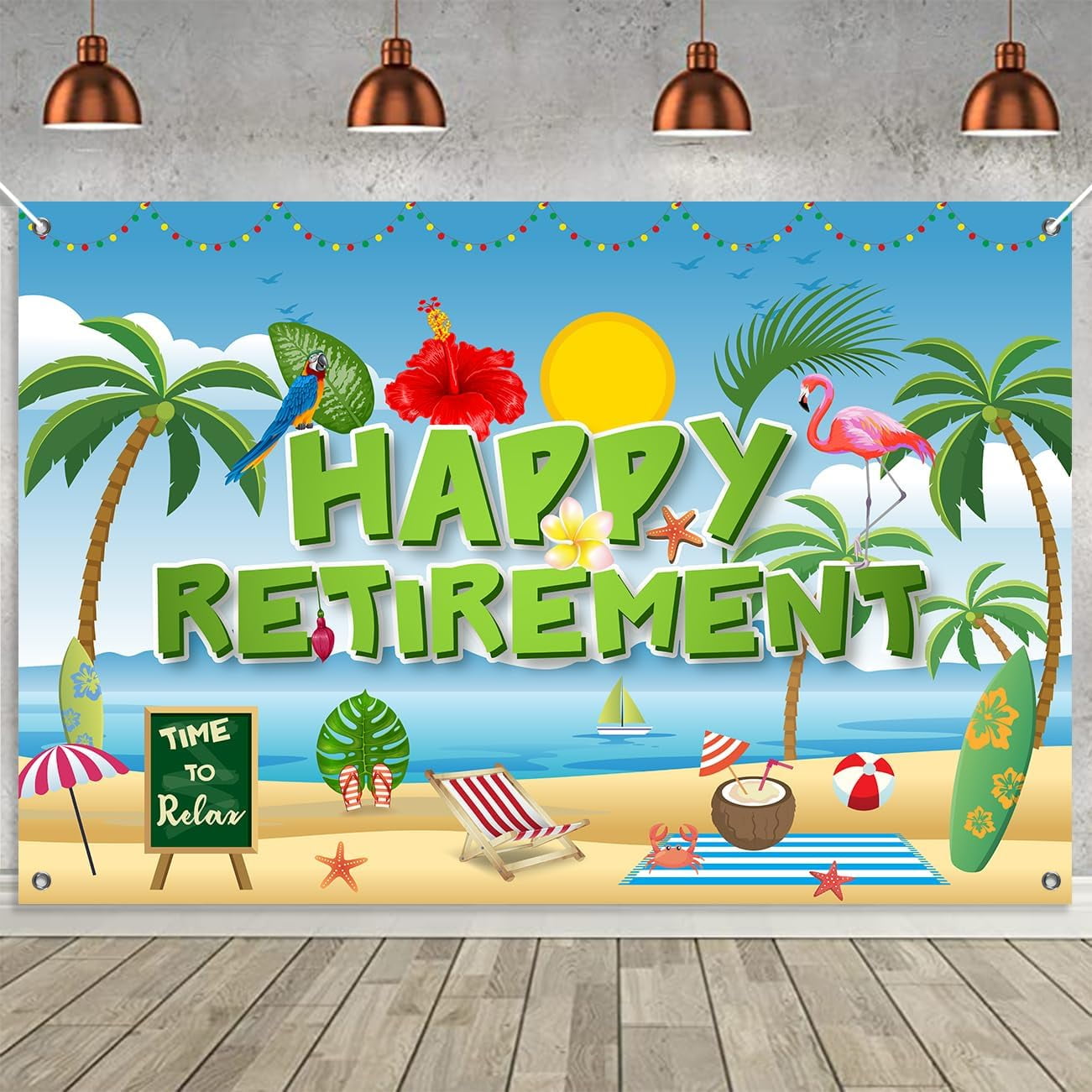 Hawaiian Retirement Party Decorations, Large Luau Happy Retirement ...