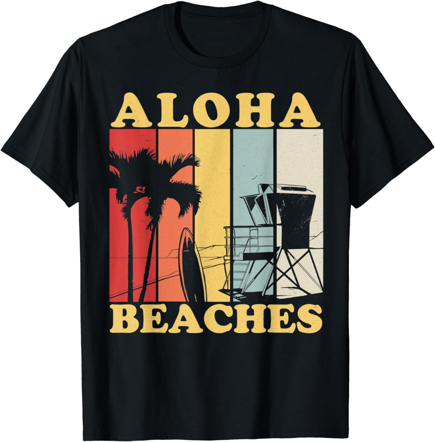 Hawaiian Retro 80's Style Aloha Beaches Surf Vacation Gift T-Shirt ...