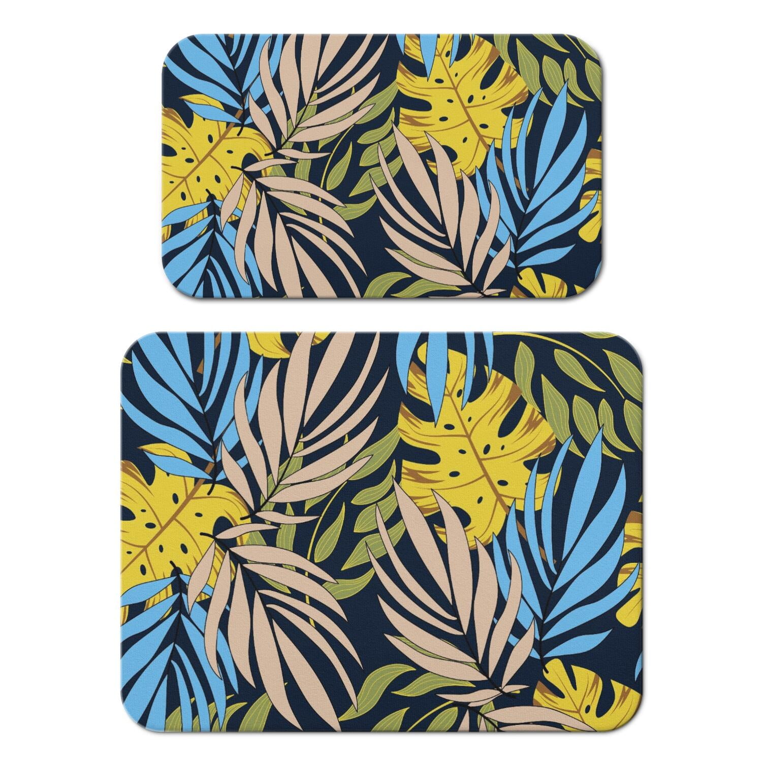 Hawaiian Retro Coffee Mat Set of 2 Tropical Plant Print, Ultra ...