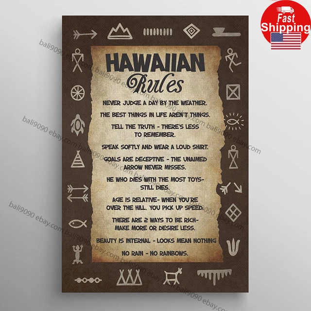 Hawaiian Rules Funny Gallery Prints NO FRAMED POSTER, Wall Art, Home ...