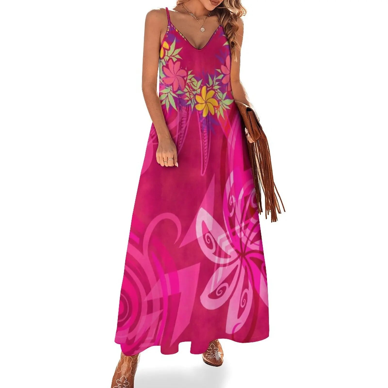 Hawaiian - Samoan - Polynesian Lei Please Pink Tribal Sleeveless Dress ...
