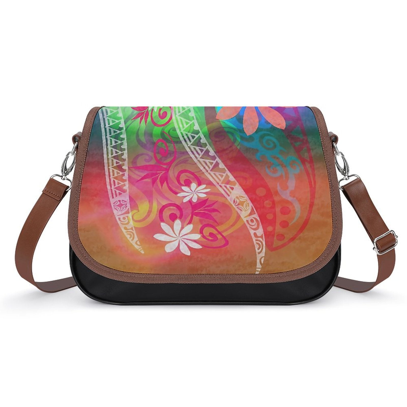 Hawaiian - Samoan Tribal Tiare Watercolor Pu Leather Shoulder Bag ...