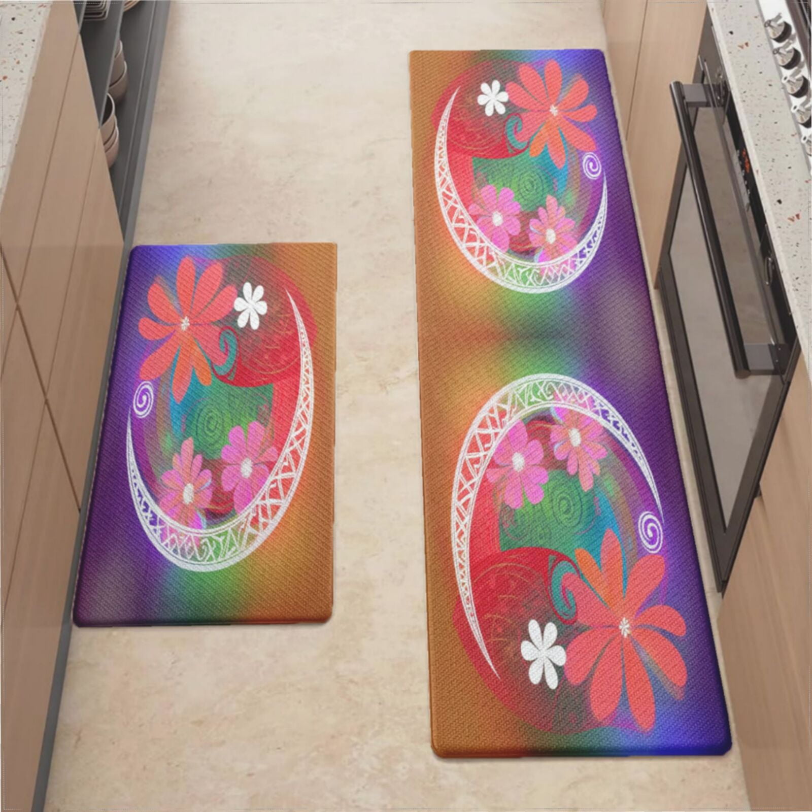 Hawaiian Samoan Tribal Tiare Watercolor Pvc Kitchen Mat Runner 1 Pieces ...