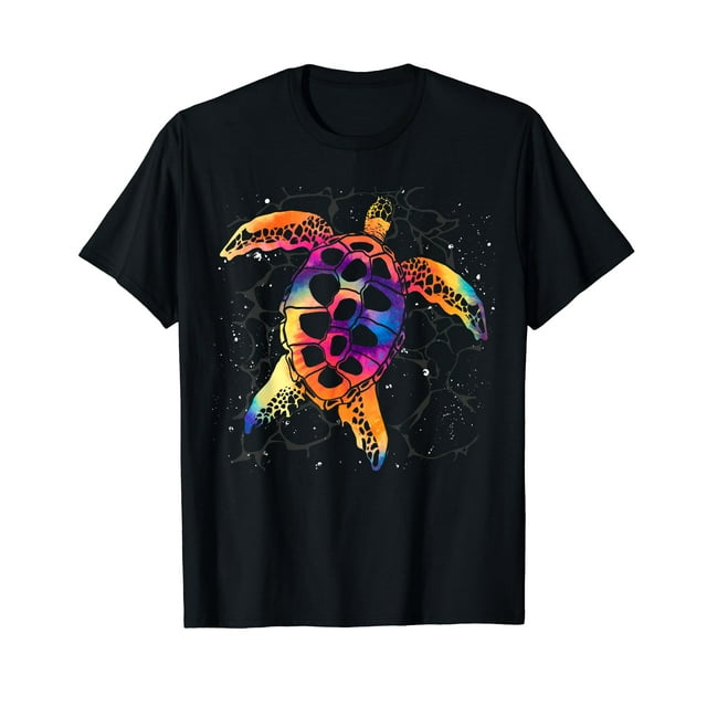 Hawaiian Sea Animal Ocean Tribal Sea Turtle T-Shirt Black Tee - Walmart.com