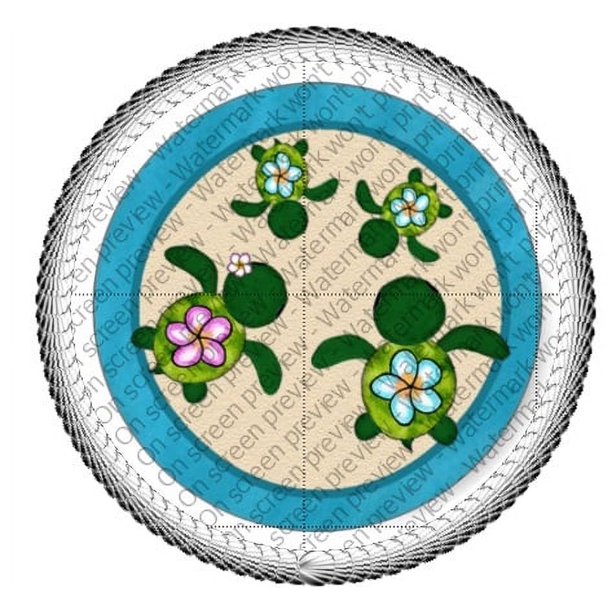 Hawaiian Sea Turtle Family 8" Round Edible Cake Topper Frosting Sheet ...