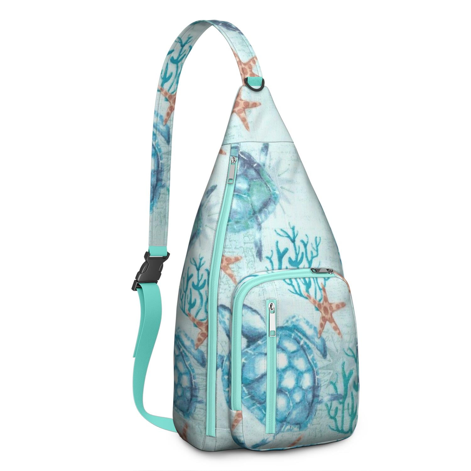 Hawaiian Sea Turtle Print Sling Bag - Tropical Ocean Animal Design ...