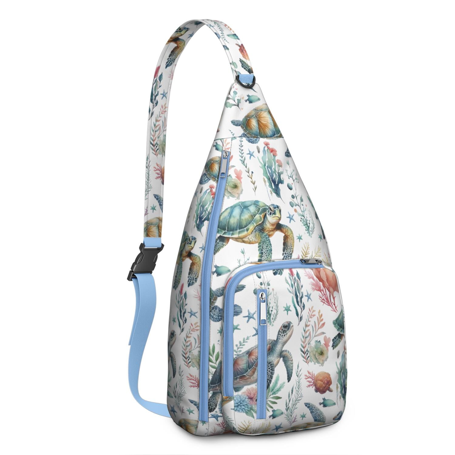 Hawaiian Sea Turtle Print Sling Bag - Tropical Ocean Animal Design ...