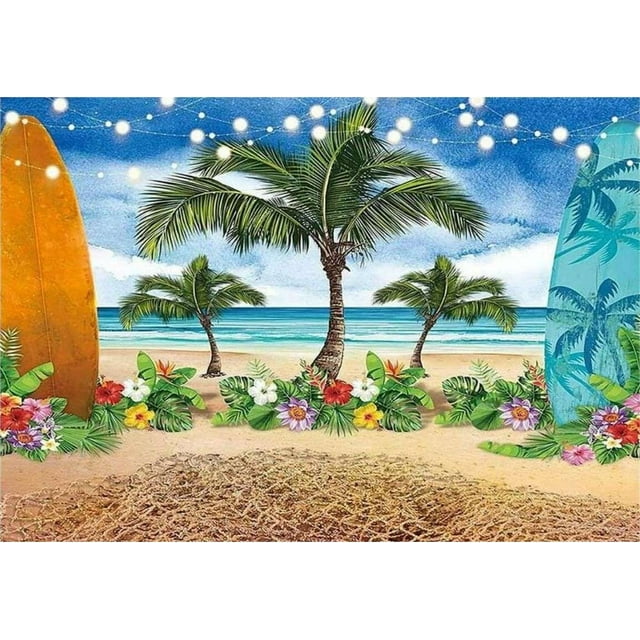 Hawaiian Seaside Theme Backdrop Sunshine Beach Sky Pineapple Photo ...