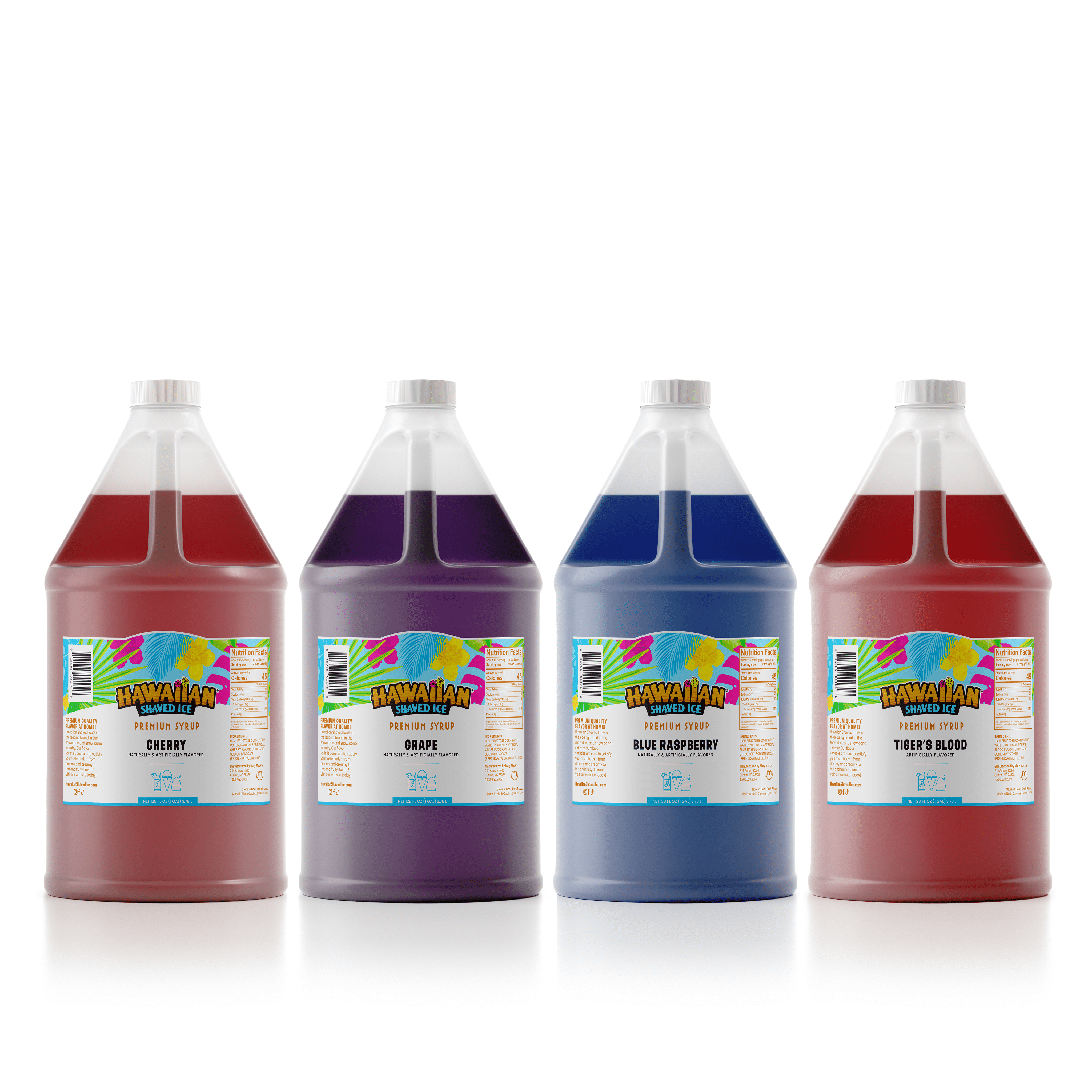 Hawaiian Shaved Ice Variety Pack, 4 Gallon Syrup with Snow Cone Flavors ...