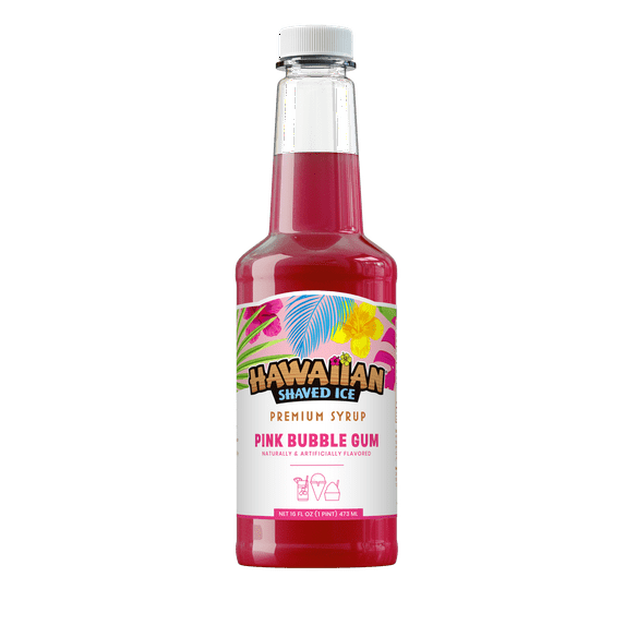 Hawaiian Shaved Ice Pink Bubble Gum Snow Cone Syrup 1 Pint for Shaved ...