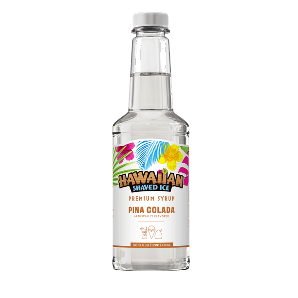 Hawaiian Shaved Ice Piña Colada Flavor Shelf-Stable Syrup, 1 Pint ...