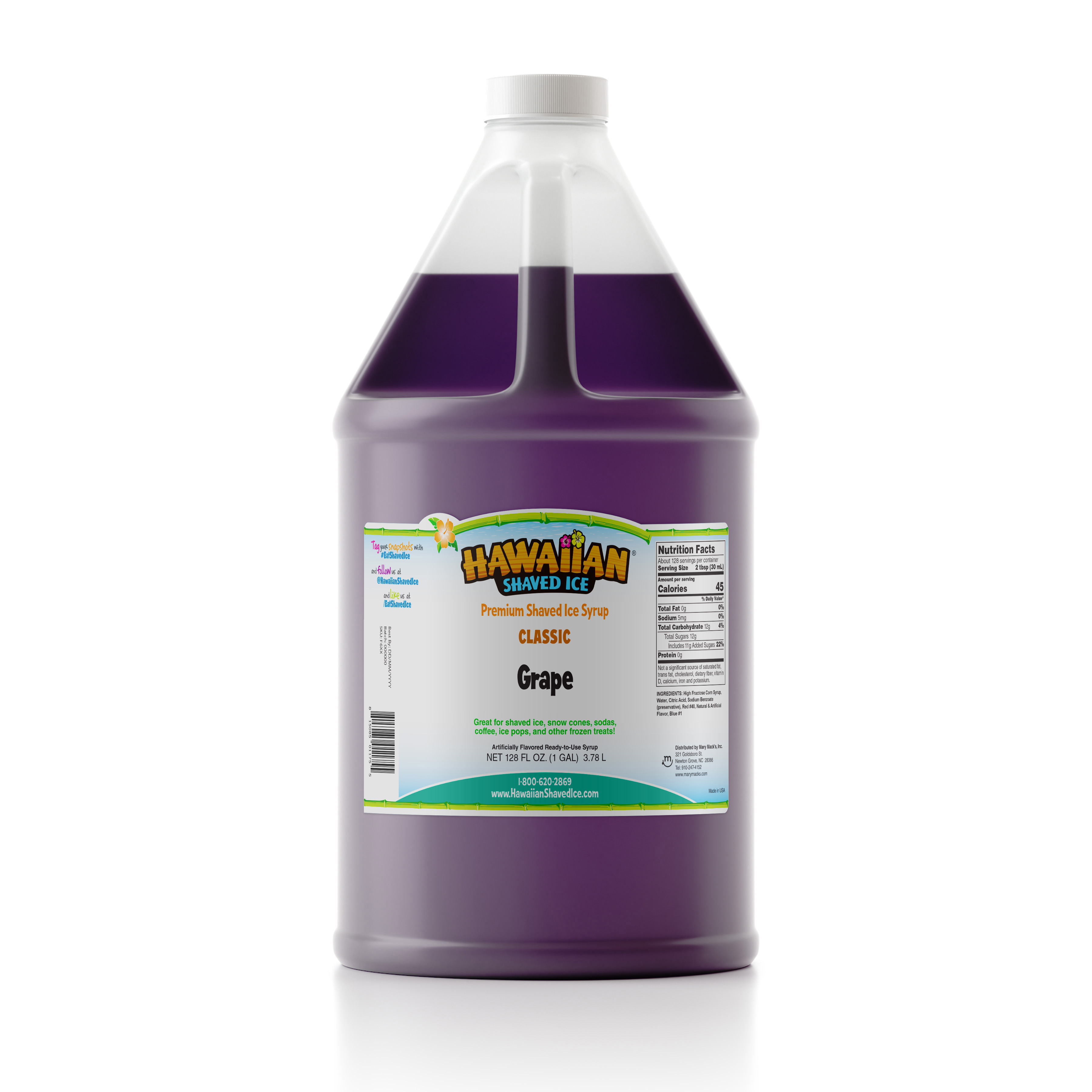 Hawaiian Shaved Ice Snow Cone Syrup 6 Flavor Pack Pints