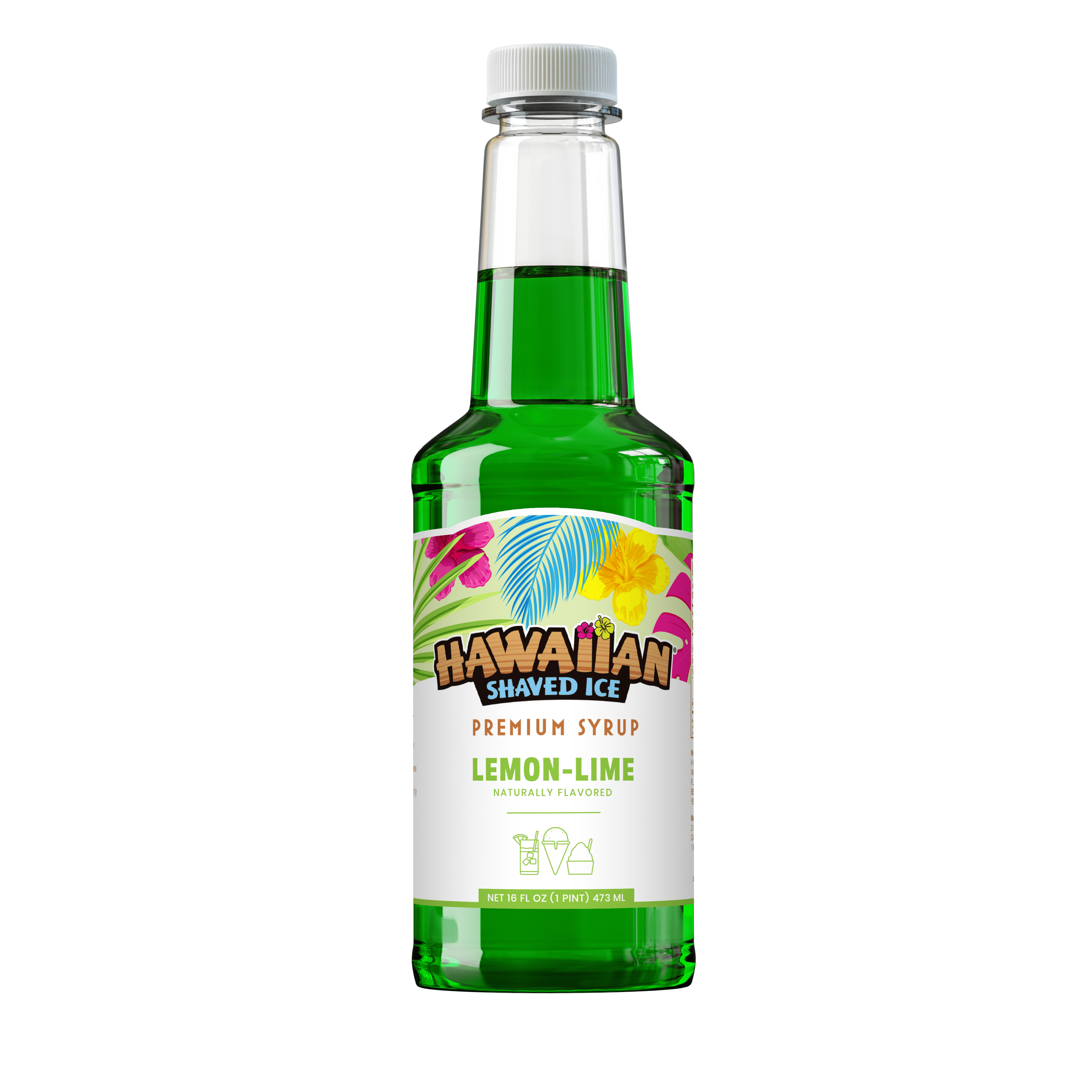 Hawaiian Shaved Ice Snow Cone Lemon-Lime Flavor Syrup, Pint Size ...