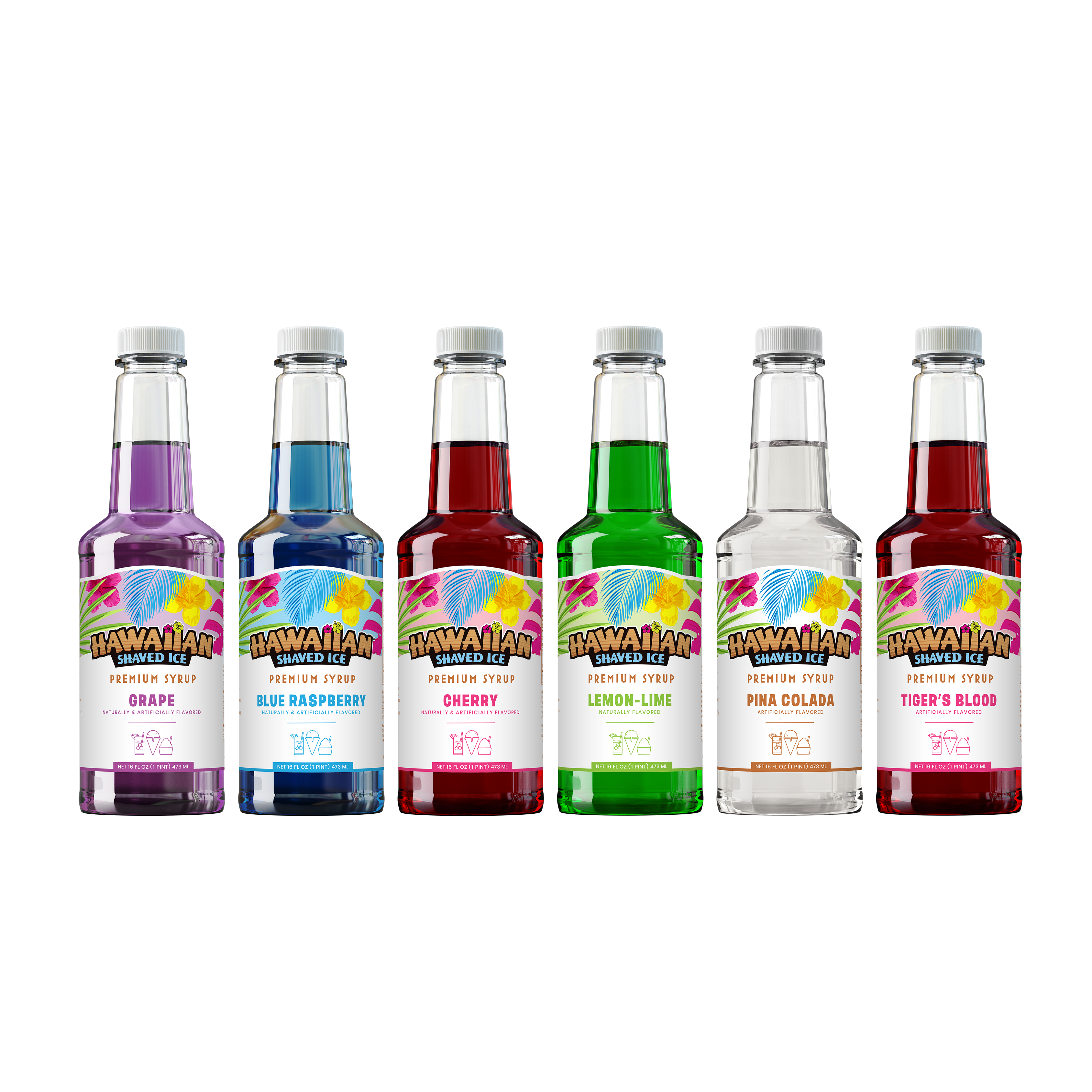 Free Shipping! Hawaiian Shaved Ice Snow Cone Syrup The Classic Pack 6 ...