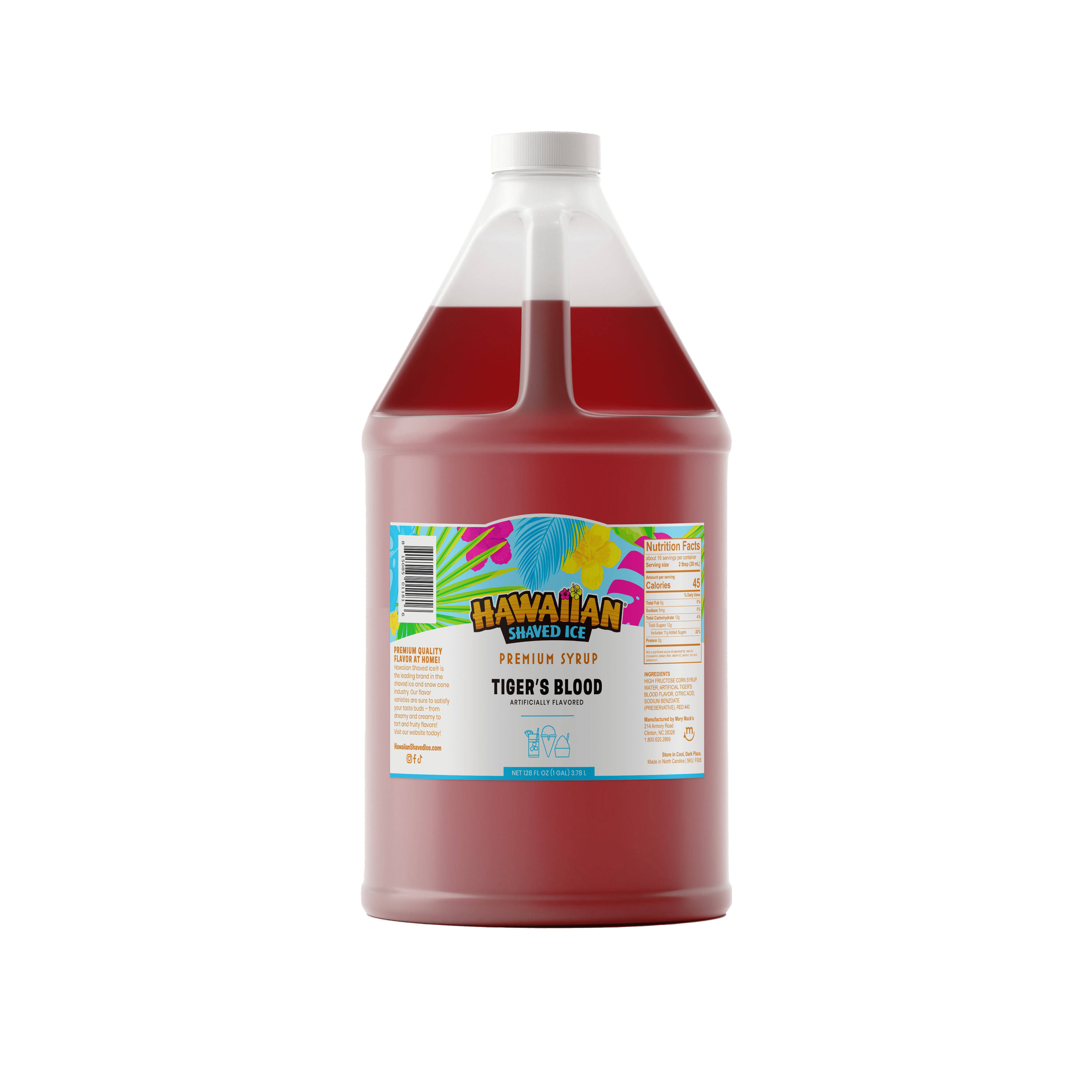 Hawaiian Shaved Ice - Tiger's Blood Flavor Snow Cone Syrup, Bulk Gallon ...