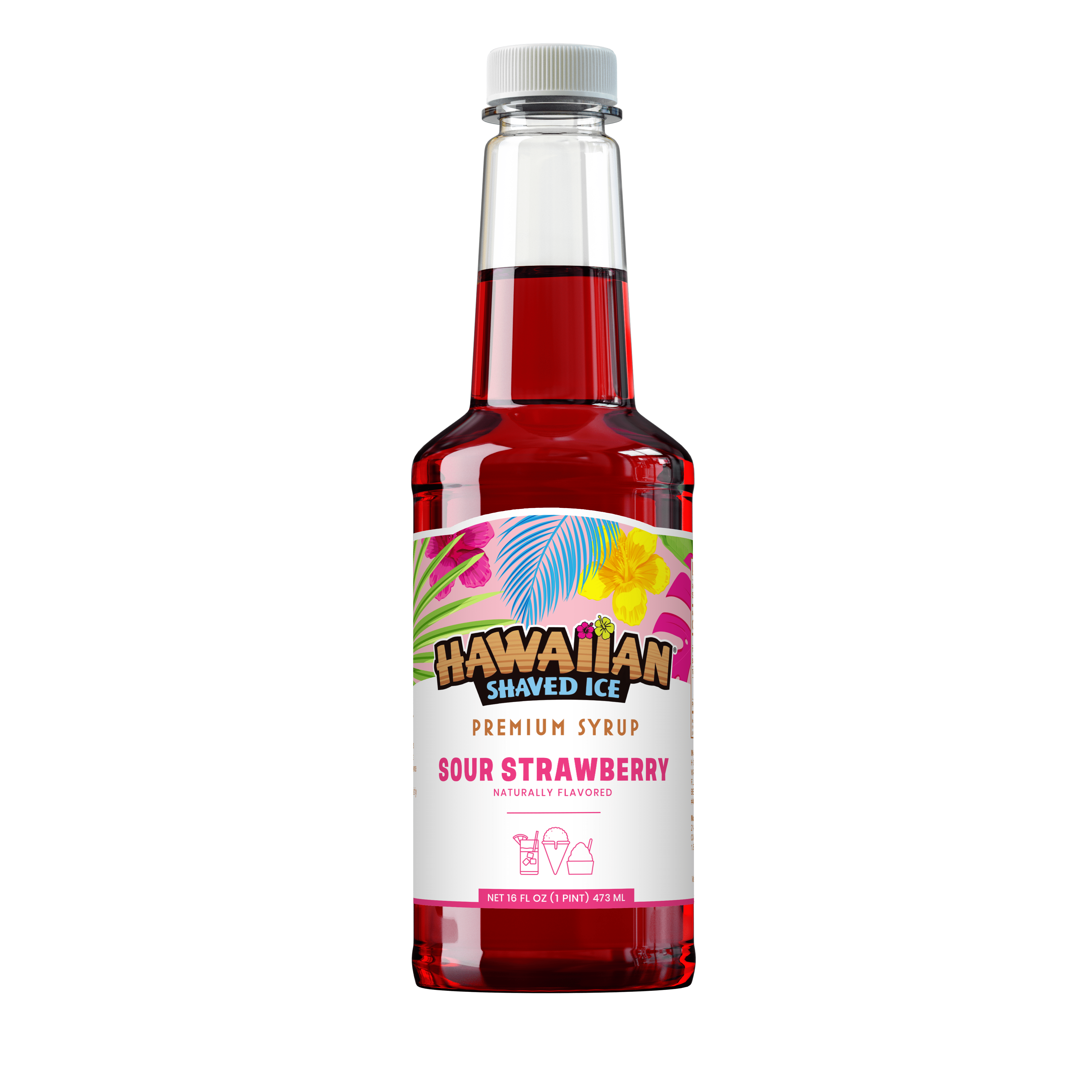 Hawaiian Shaved Ice Sour Strawberry Snow Cone Syrup, Tart and ...
