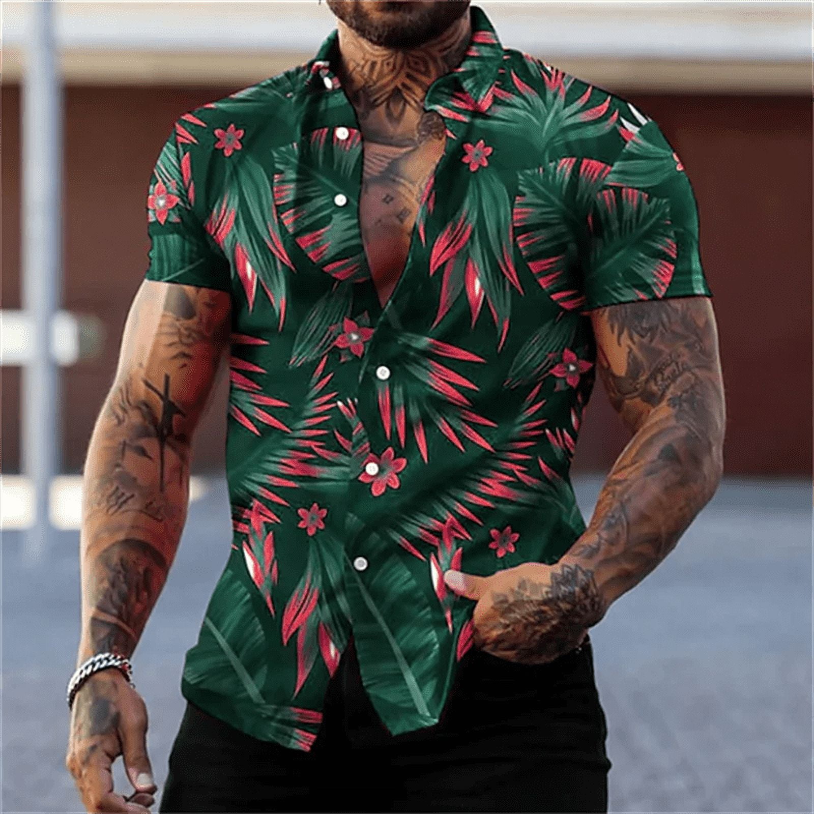 Hawaiian Shirt For Men 3d Print Short Sleeve Blouse Beach Holiday Tops ...
