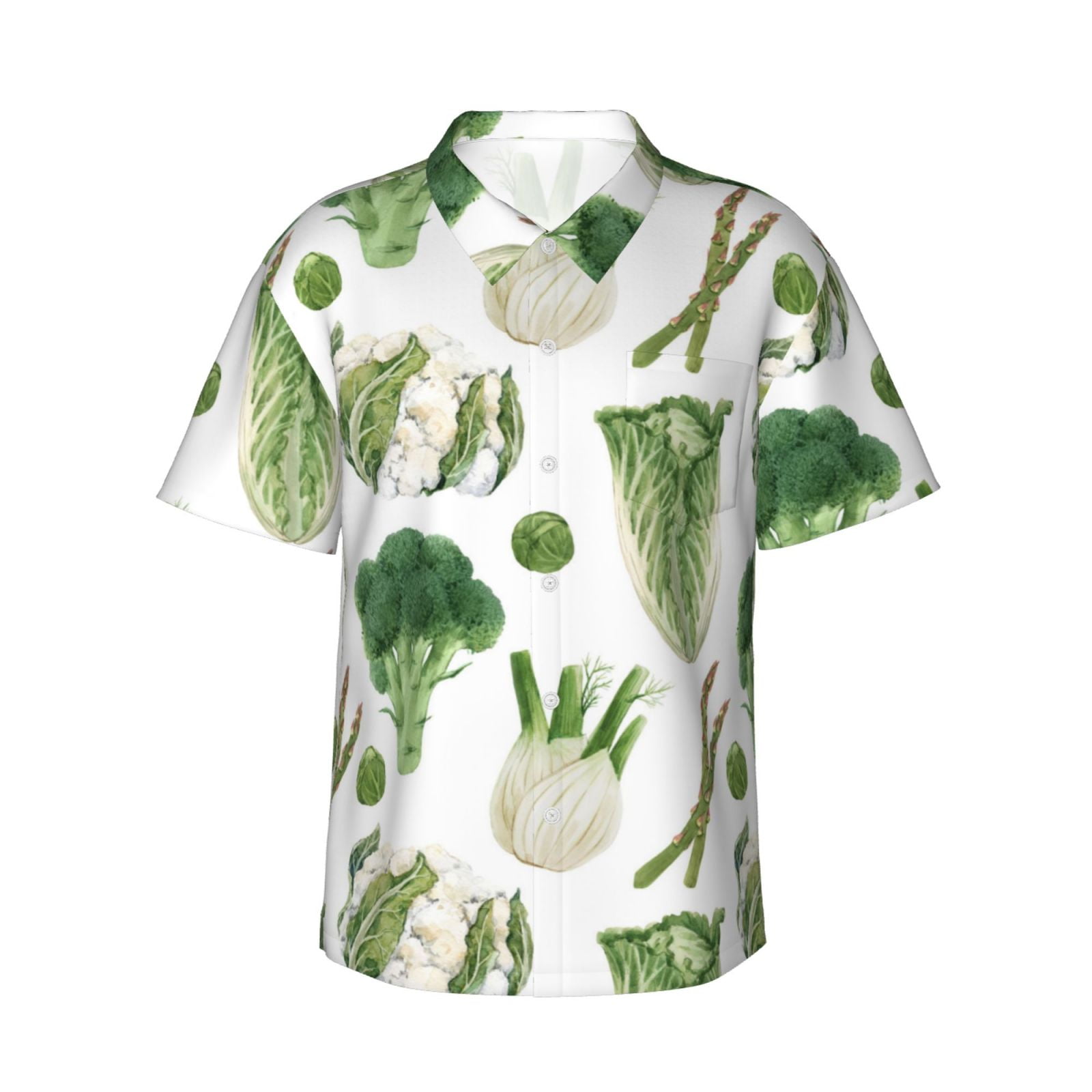 Hawaiian Shirt For Men - Asparagus Print Broccoli Casual Short Sleeve ...