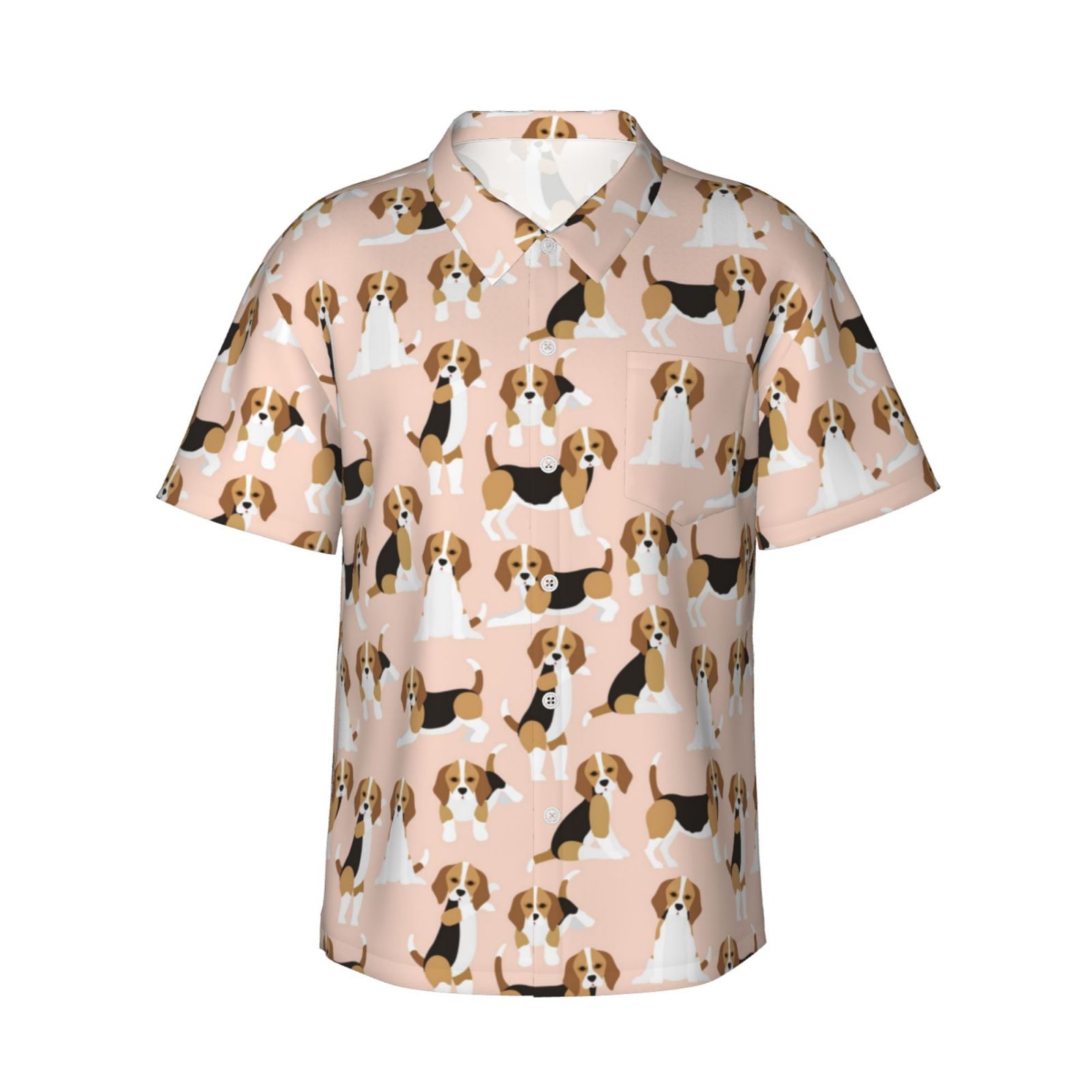 Hawaiian Shirt For Men, Beagle Dog On Brown Mens Button Down Short ...