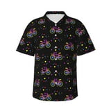 Hawaiian Shirt For Men, Bike Polka Dots Casual Summer Beach Shirts Mens Short Sleeve Button ...