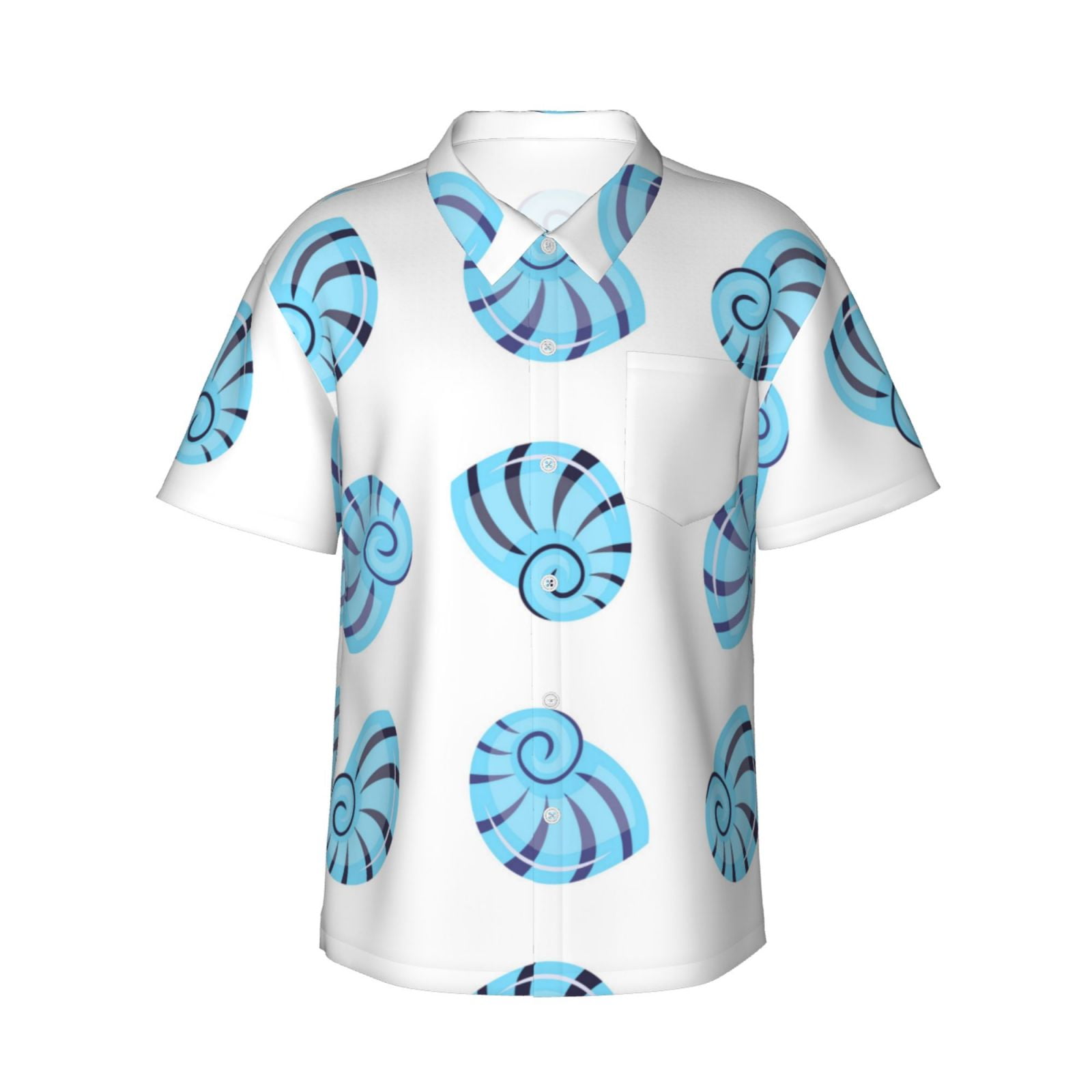 Hawaiian Shirt For Men, Blue Conch Mens Button Down Short Sleeve Shirt ...