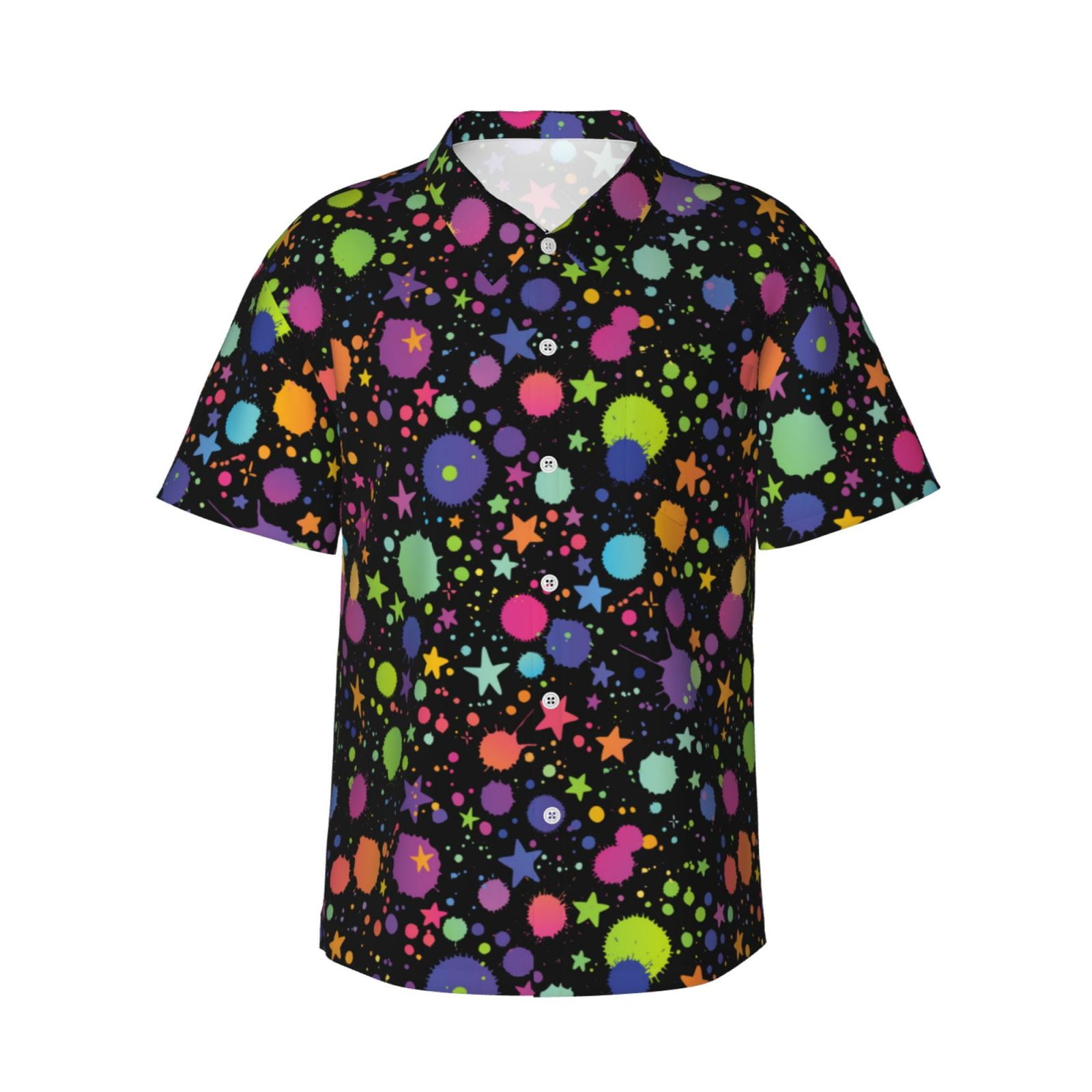 Hawaiian Shirt For Men, Bright Dots Print Casual Summer Beach Shirts ...