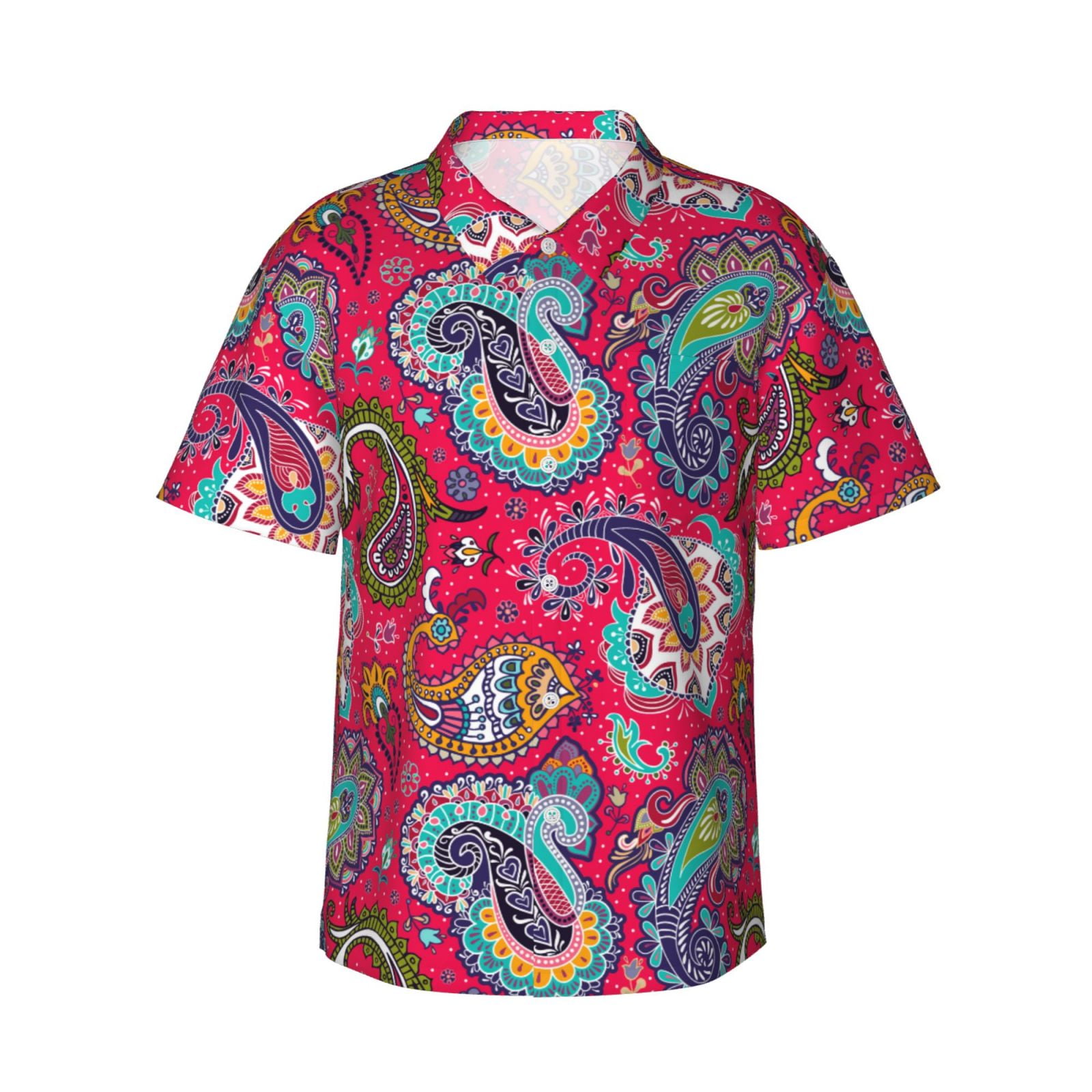 Hawaiian Shirt For Men, Brightly Colored Paisley Mens Button Down Short ...