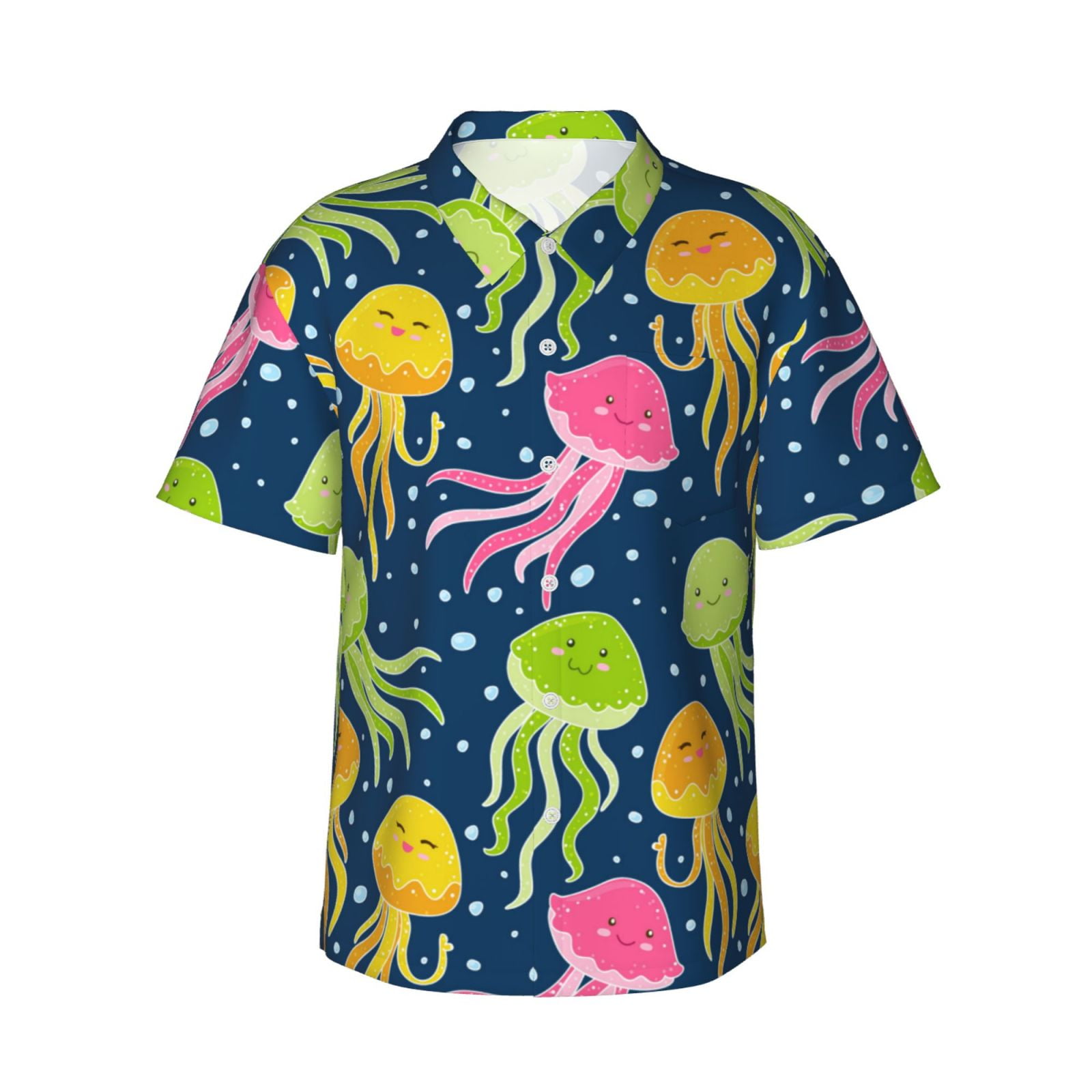 Hawaiian Shirt For Men, Bubble Jellies Mens Button Down Short Sleeve ...